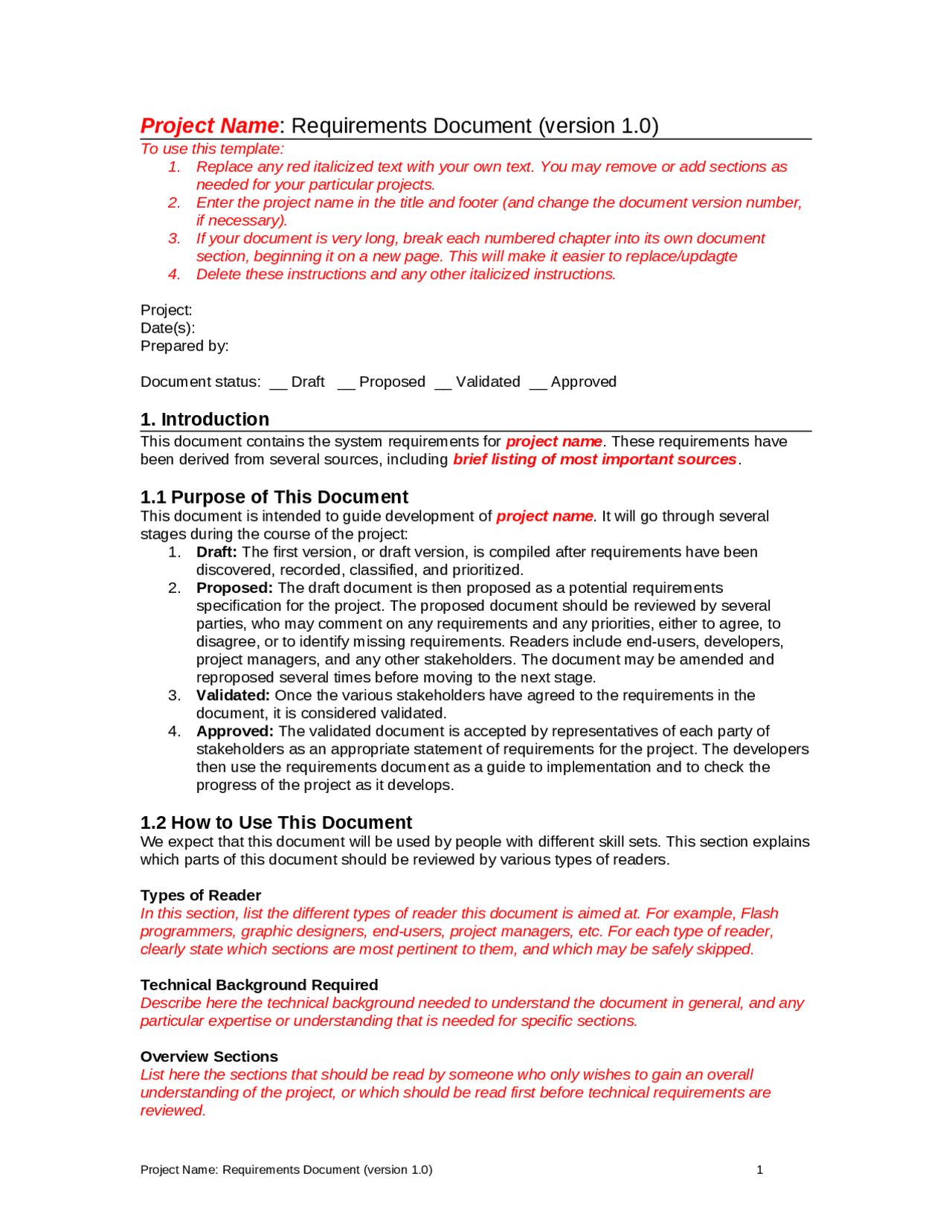 Business Requirements Document Template Docsity