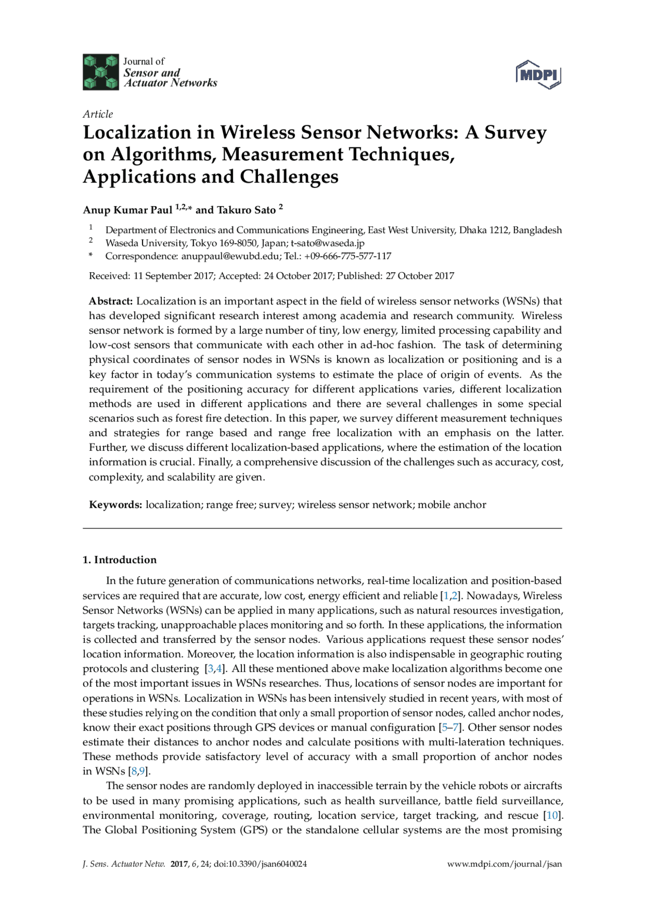 Survey On Range Free Localization In Wireless Sensor Network Docsity