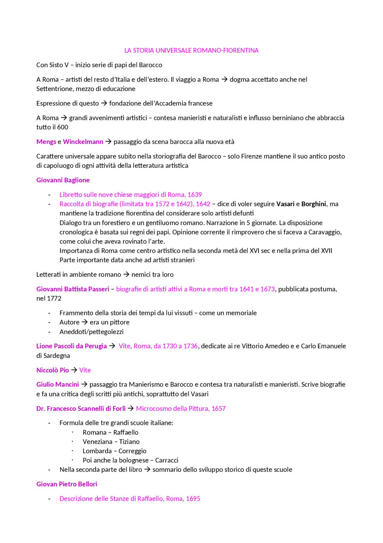 Libro VII, capitolo I: La storiografia del Barocco e del classicismo (Schlosser) - Docsity