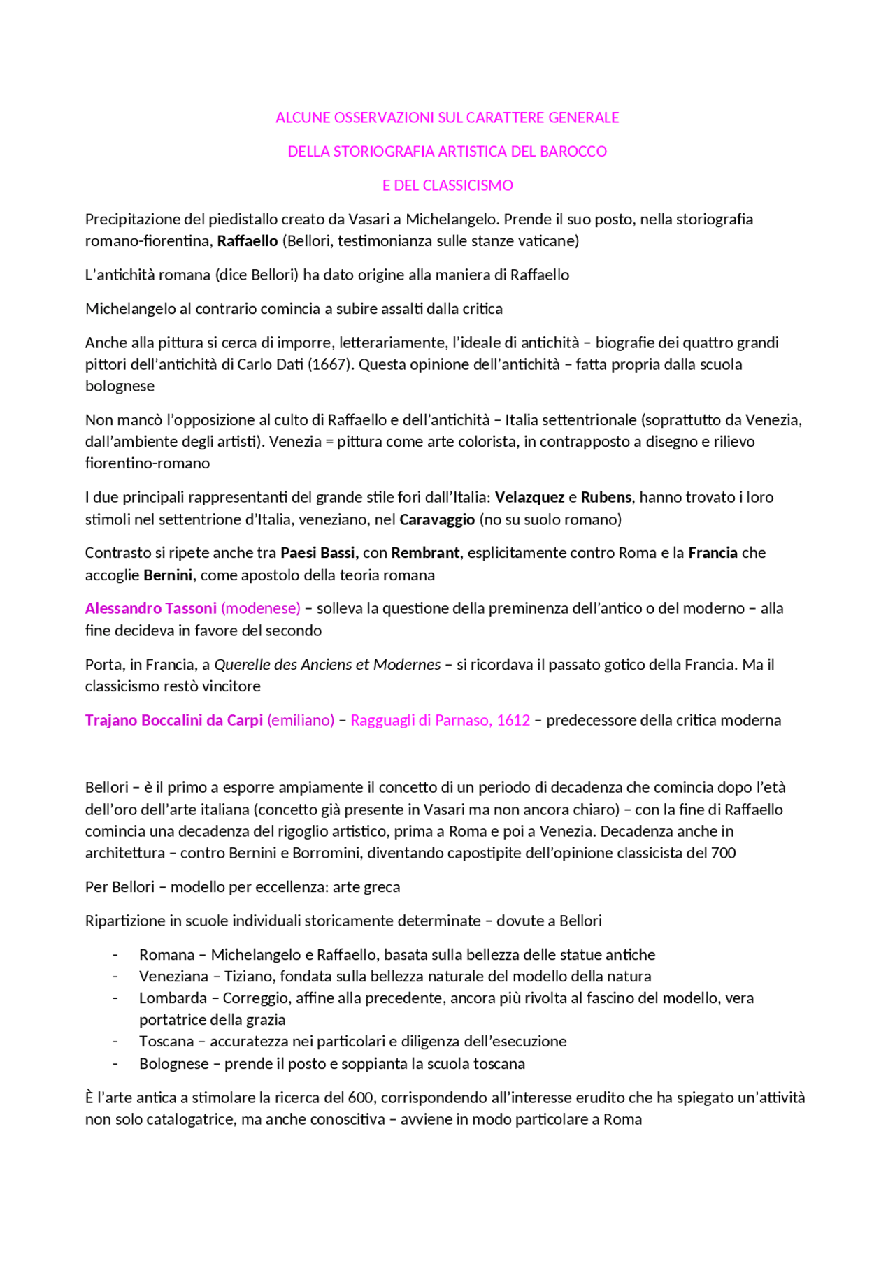 Libro VII, Capitolo III: La storiografia del Barocco e del classicismo (Schlosser) - Docsity