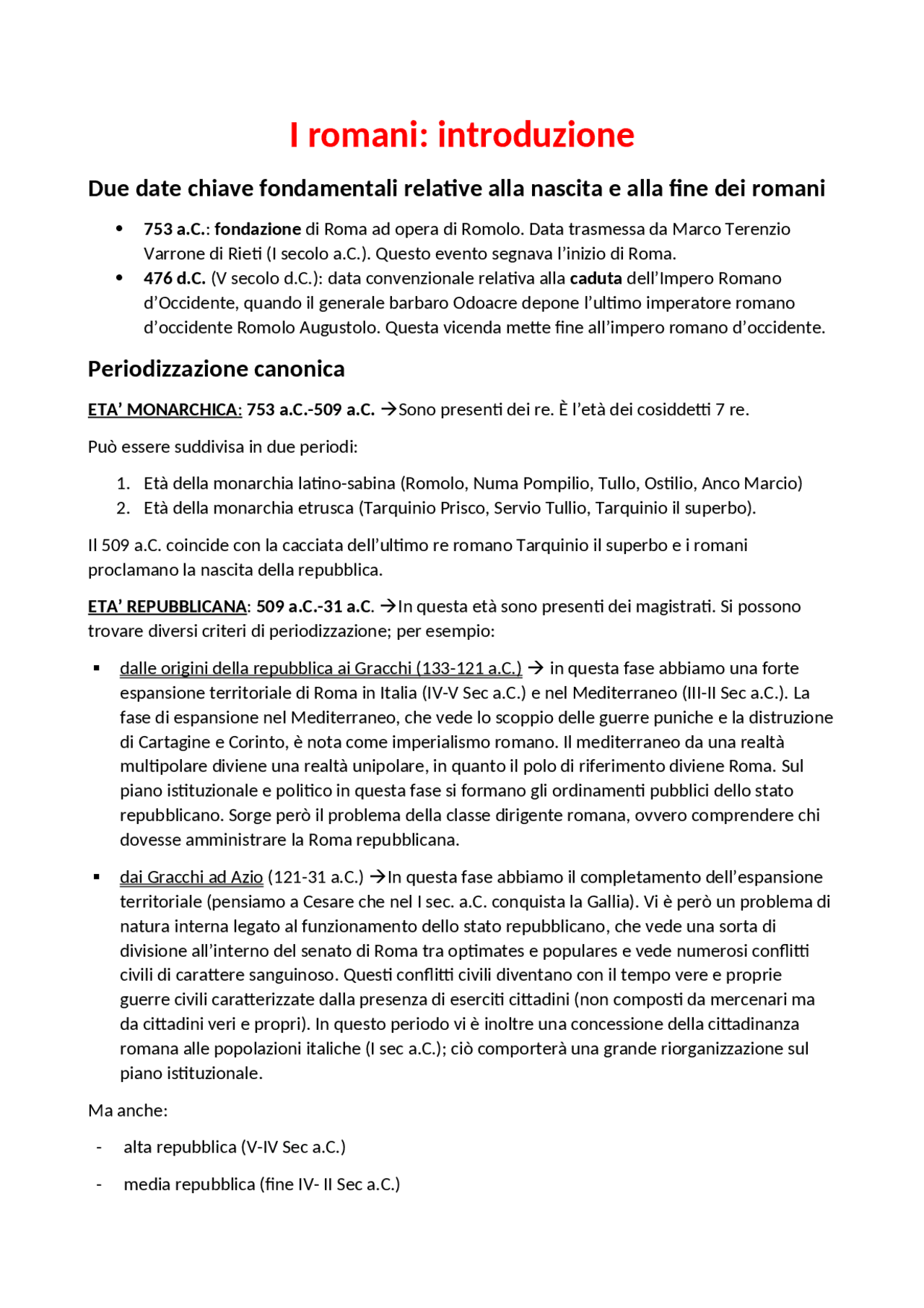 Manuale Di Storia Romana Docsity