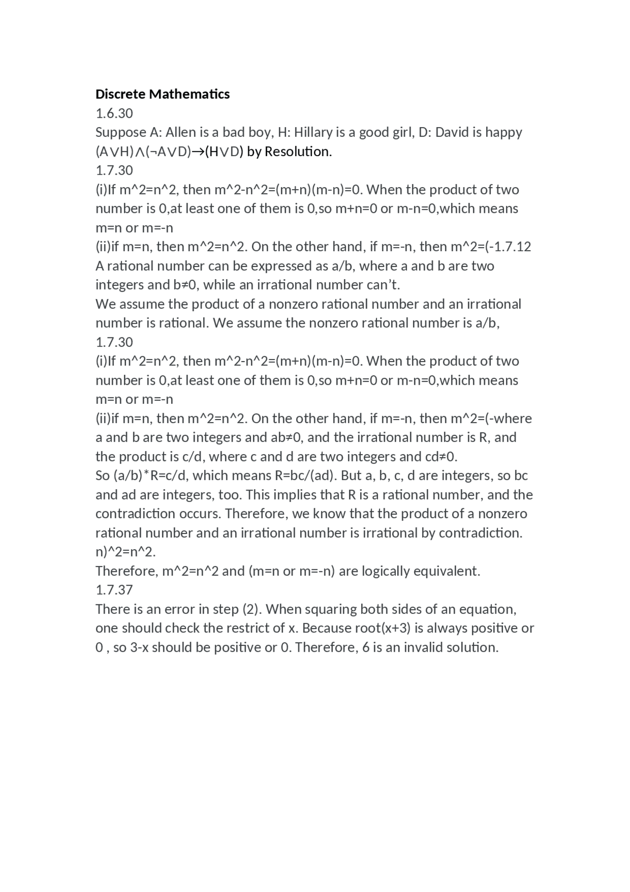 Discrete Mathematics Docsity