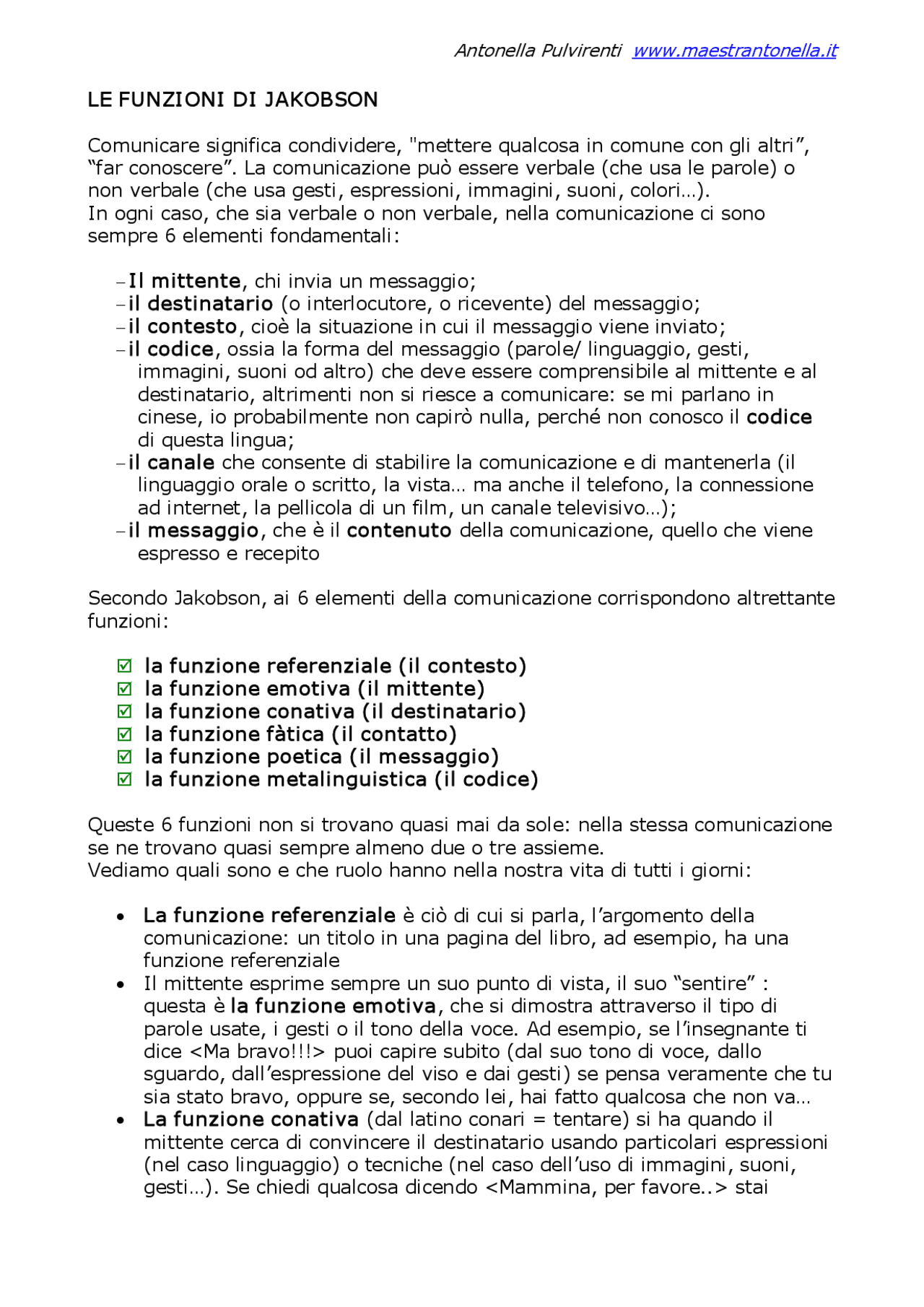 Le Funzioni Di Jakobson Appunti Di Semiotica Docsity