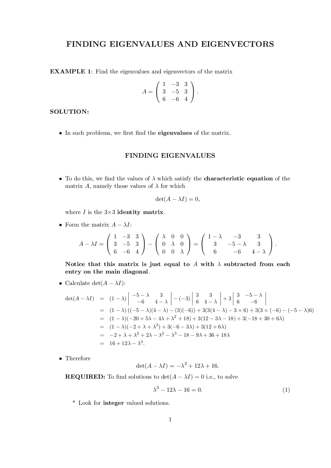 To Determine Eigenvalues Of A 4x4 Matrix Docsity