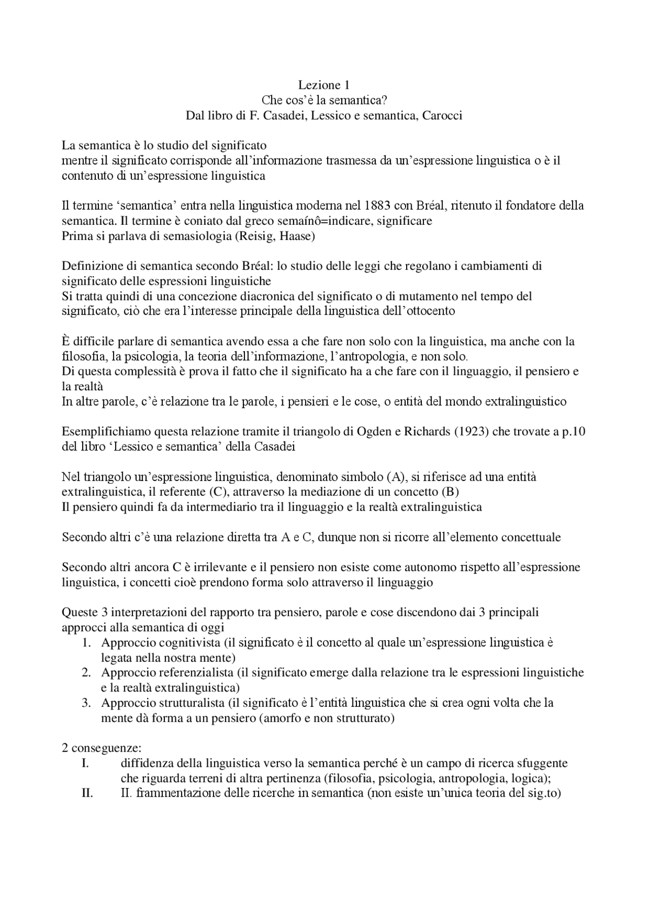 Semantica E Pragmatica Dispense Lezione Uno Docsity
