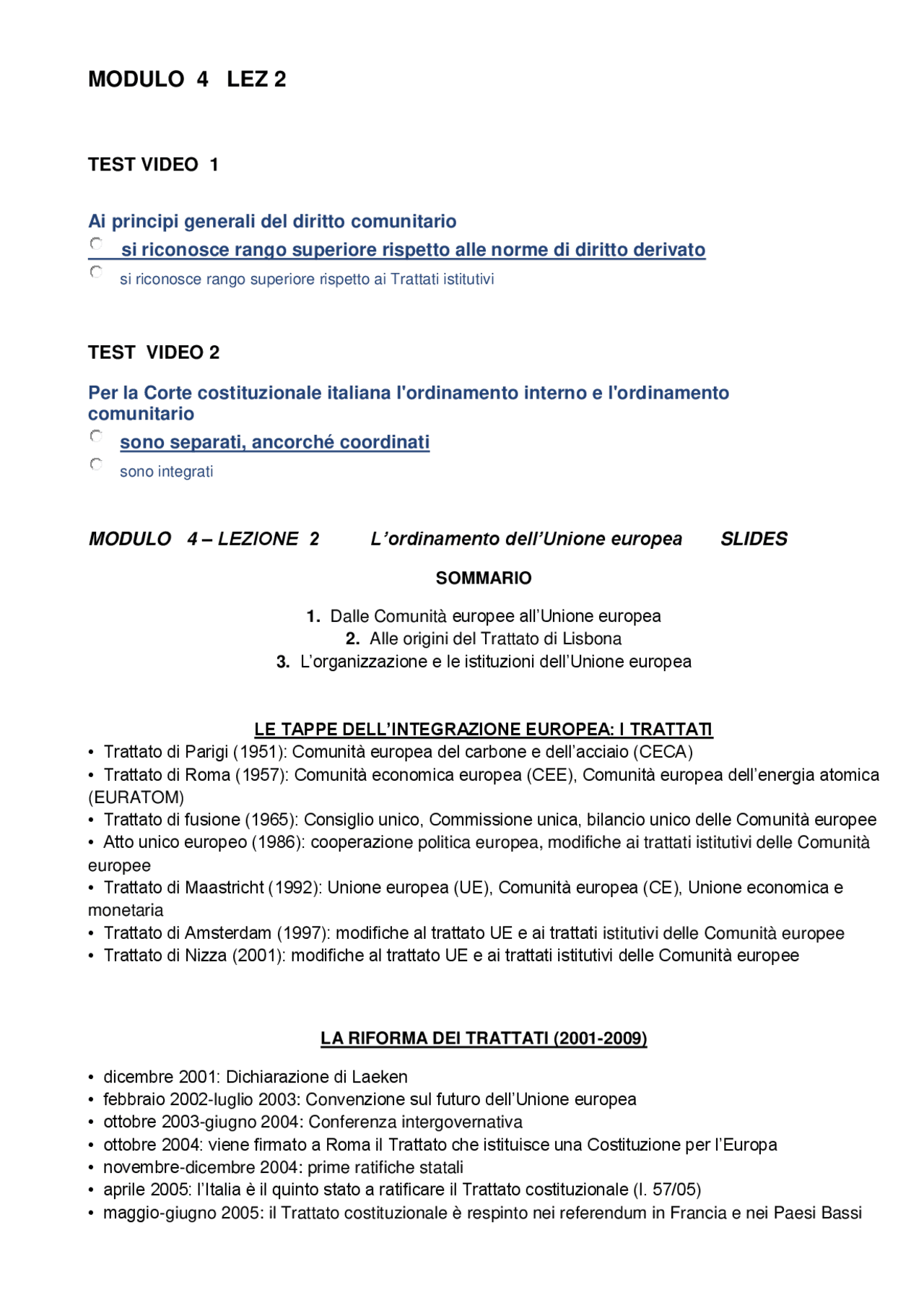 Istituzioni Di Diritto Pubblico Modulo 4 Lezione 2 Test Video E