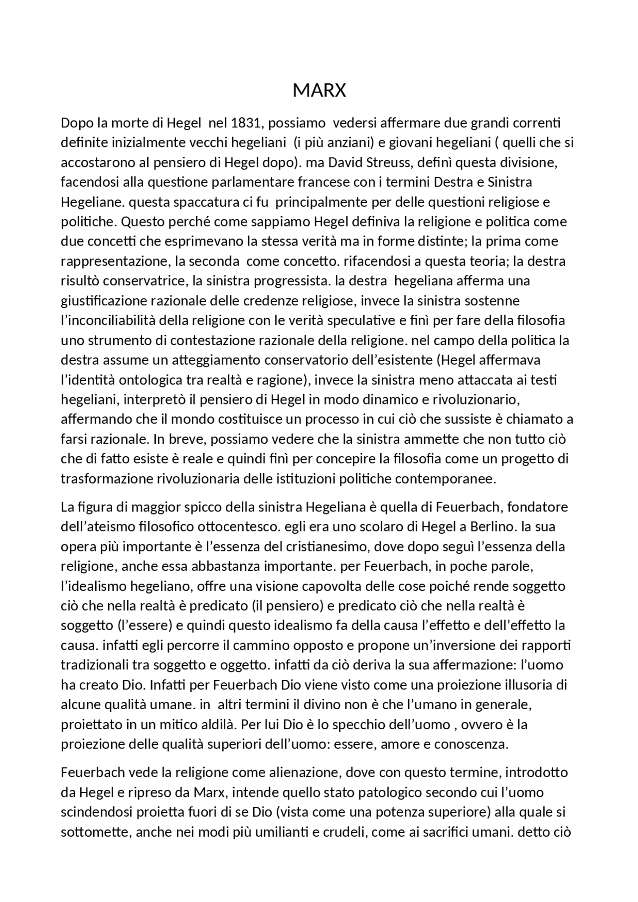 Riassunto Filosofia Di Marx Appunti Di Filosofia Docsity