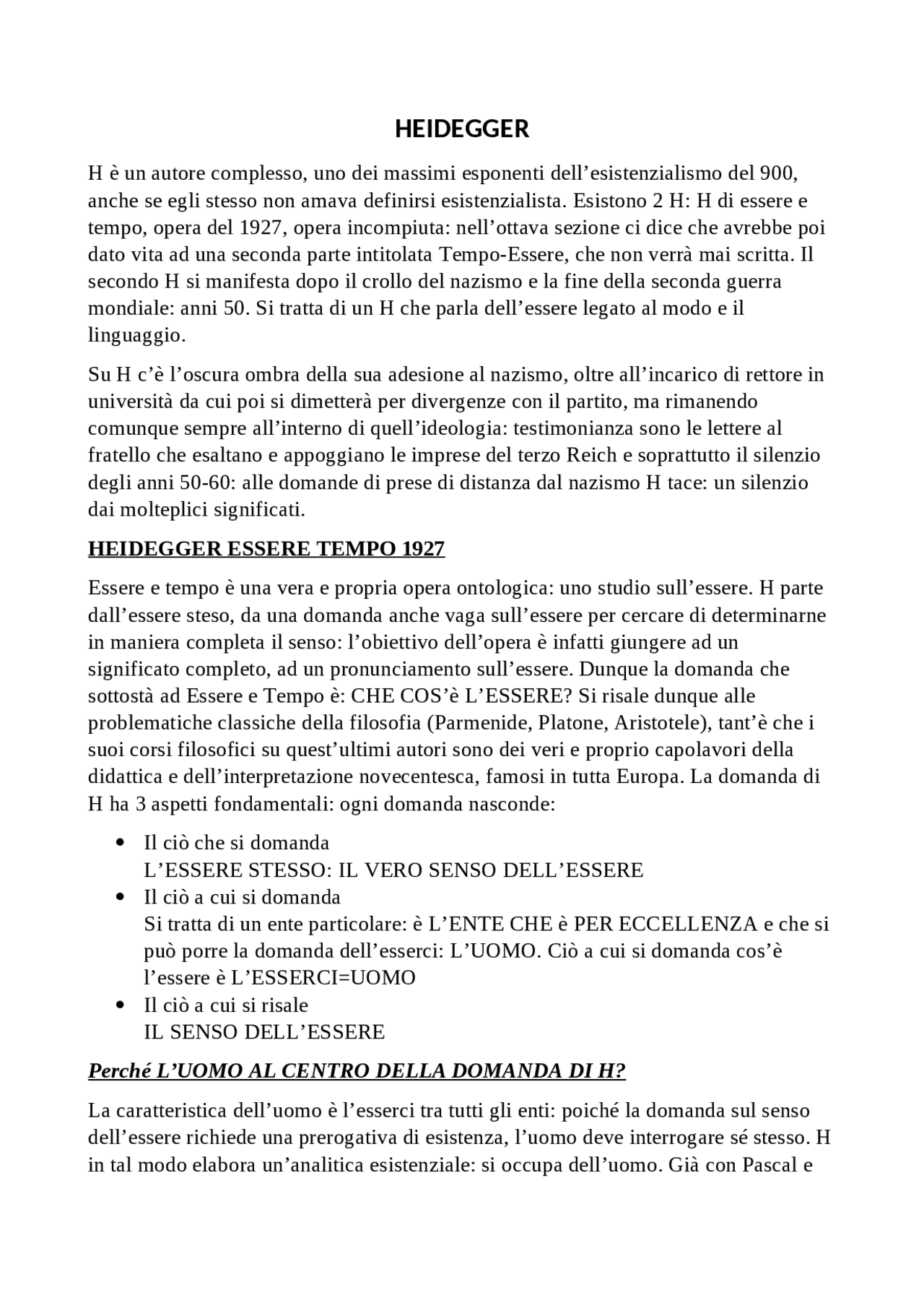 Appunti Completi Su Heidegger Docsity