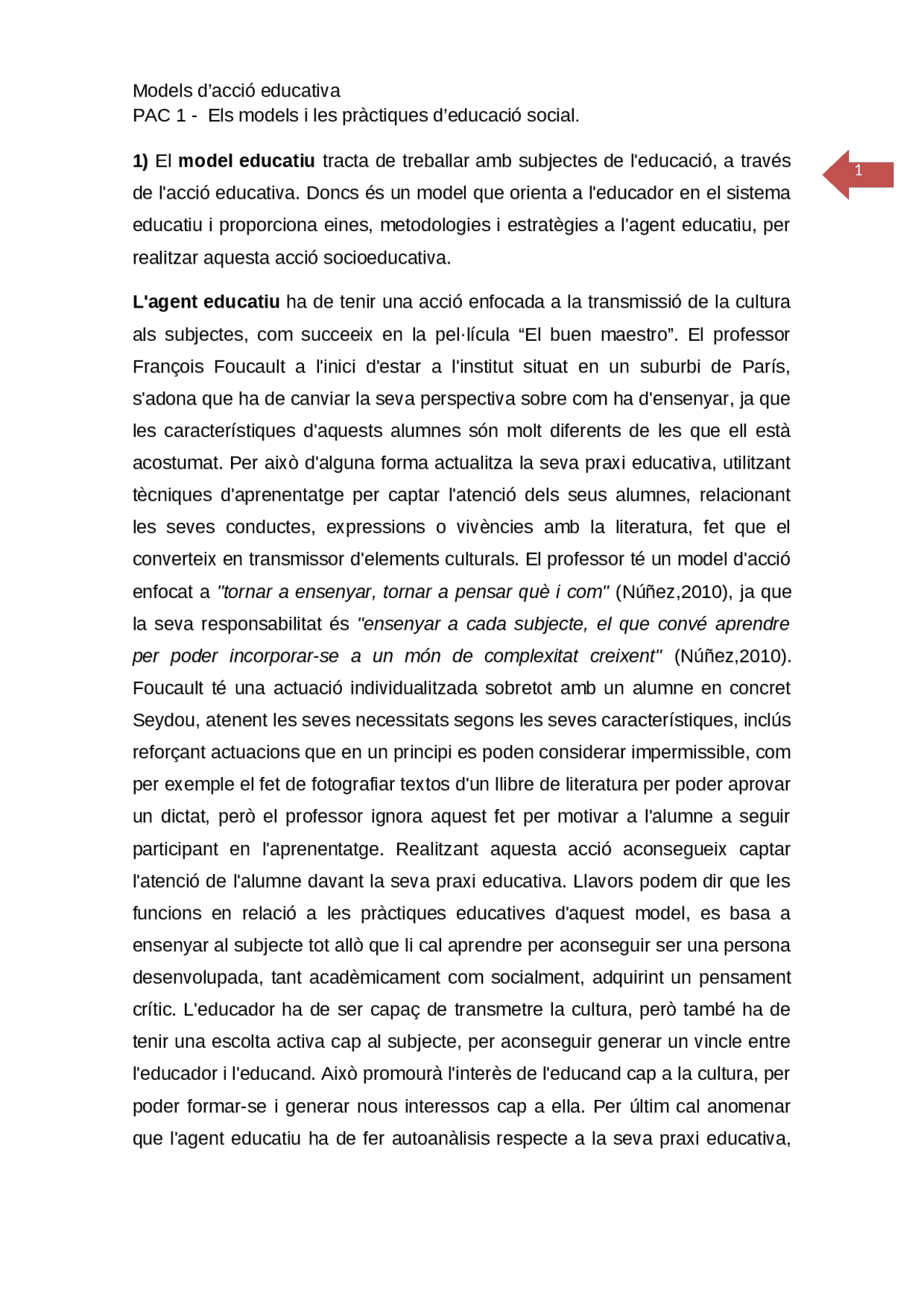 Pac 1 B Models Dacció Socioeducativa Docsity