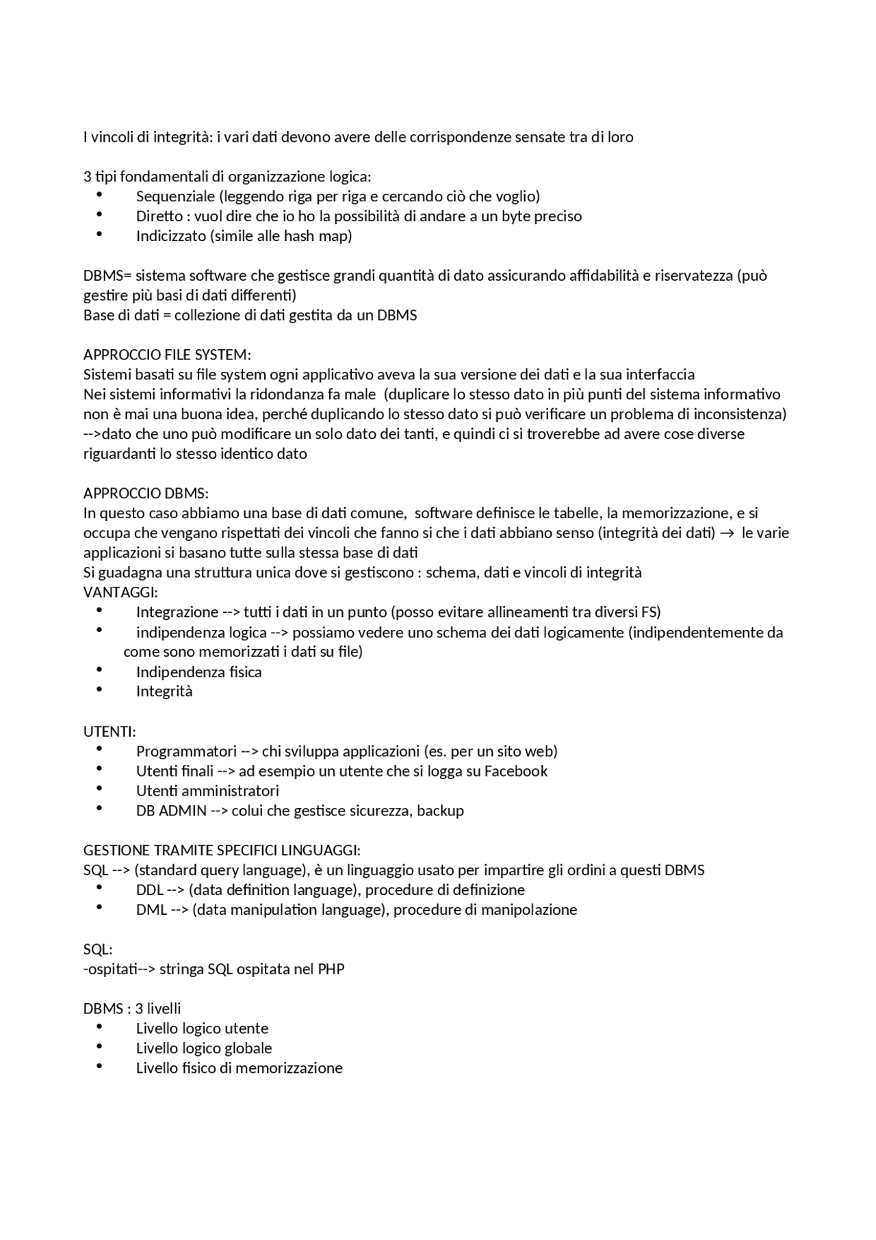 Introduzione Ai Database Docsity