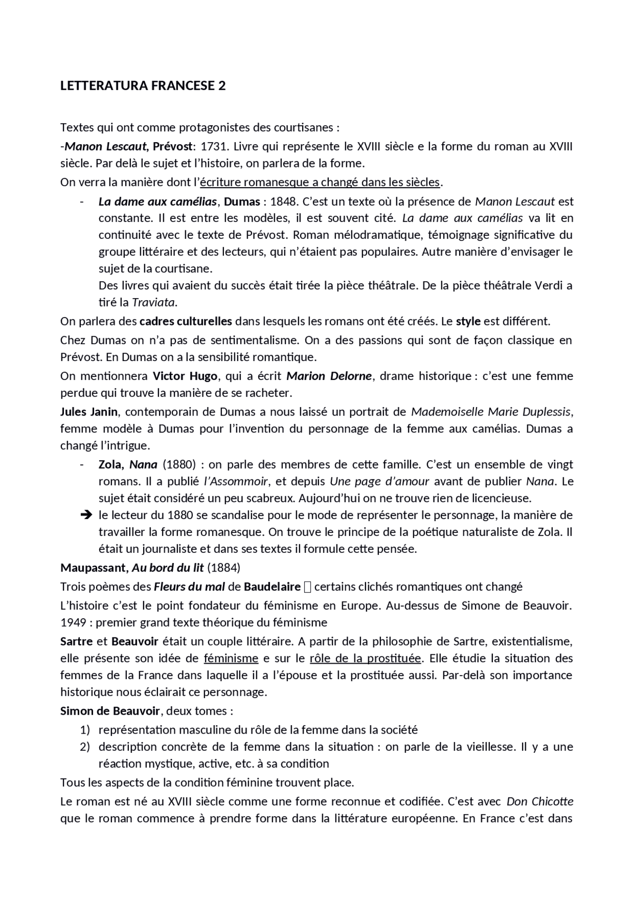 Appunti Esame Letteratura Francese 2 Unibo Docsity