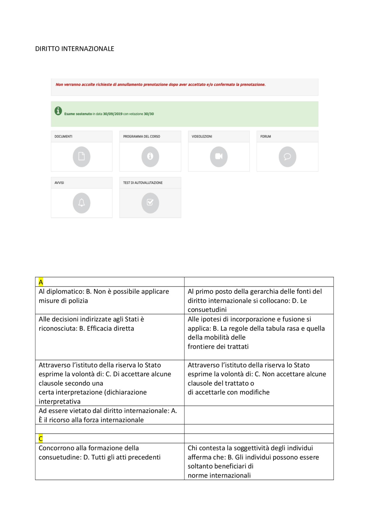 Diritto Internazionale Unipegaso Docsity