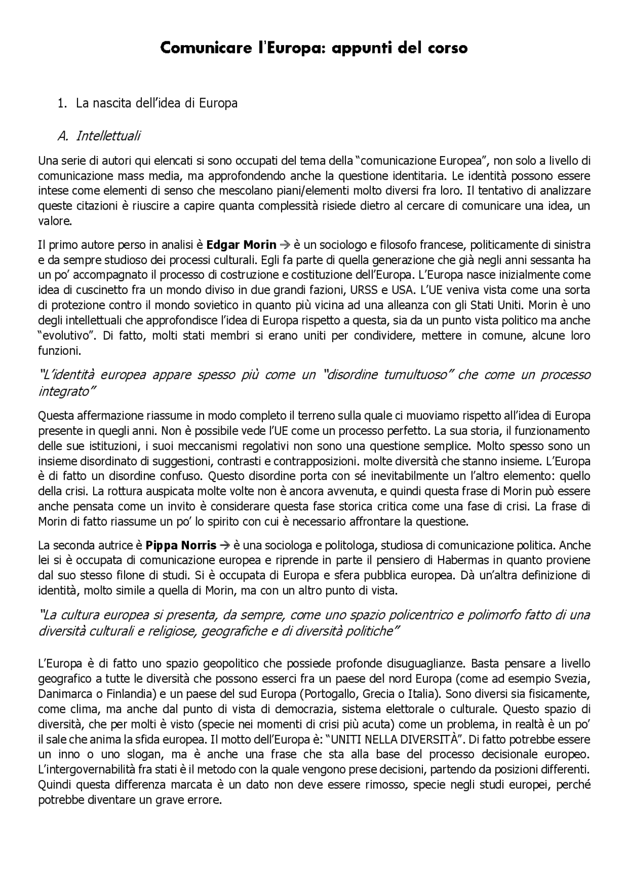 Corso Comunicare Leuropa Docsity