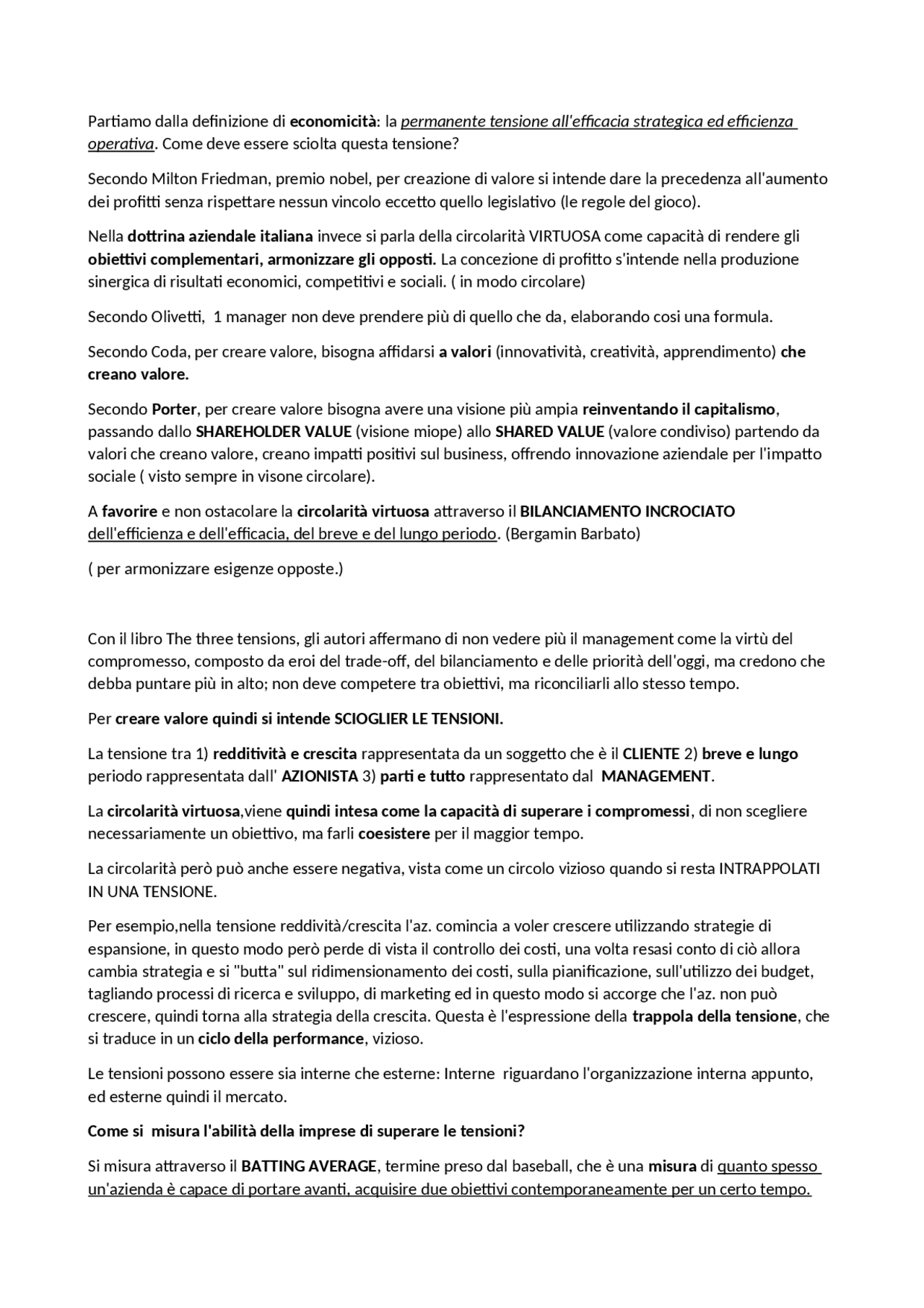 Misurazione Delle Performance E Creazione Di Valore Docsity
