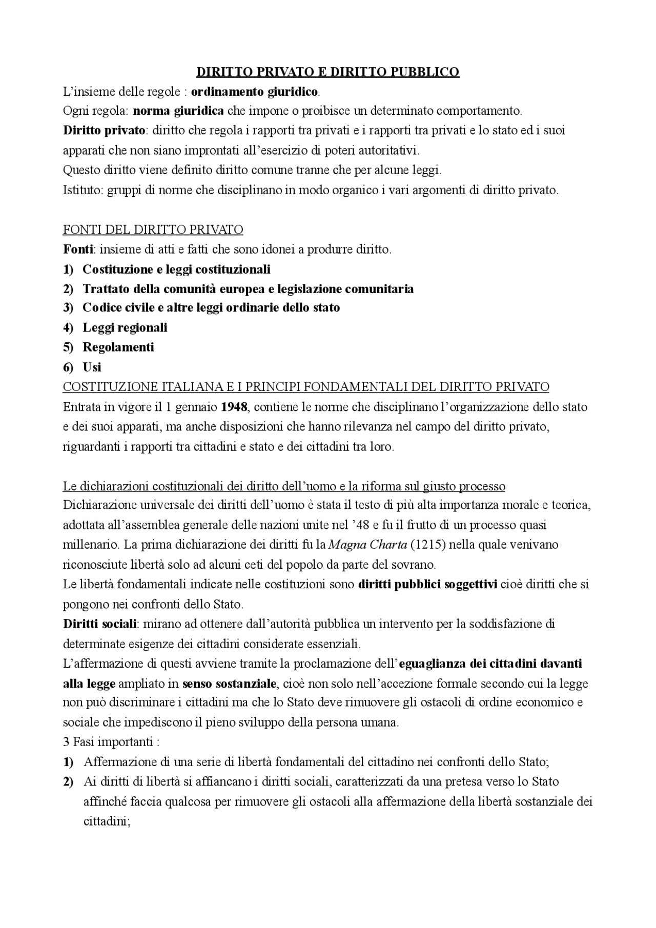 Nozioni Fondamentali Diritto Privato Docsity