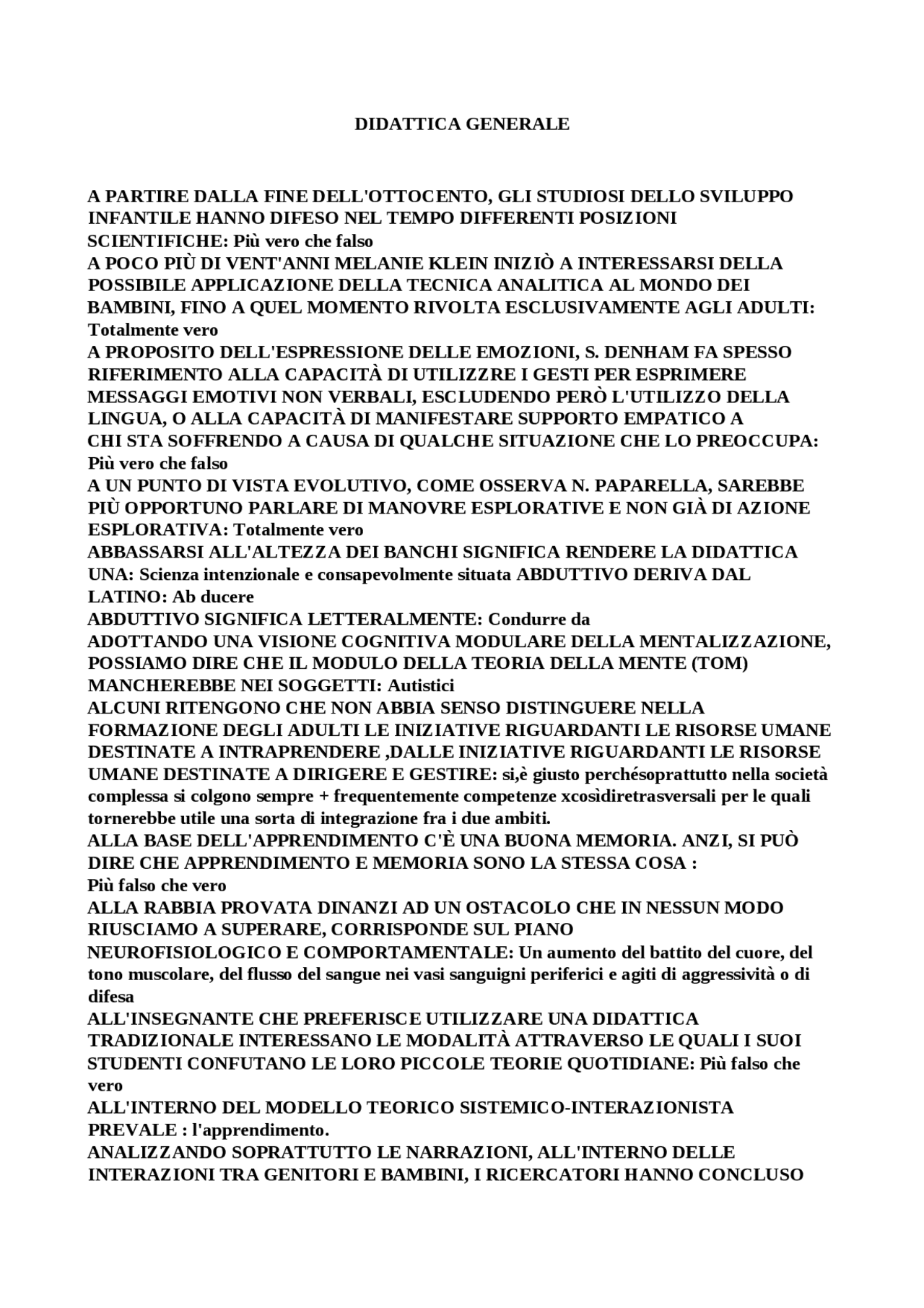 Test Di Didattica Generale Con Risposte L 19 Unipegaso Prove D