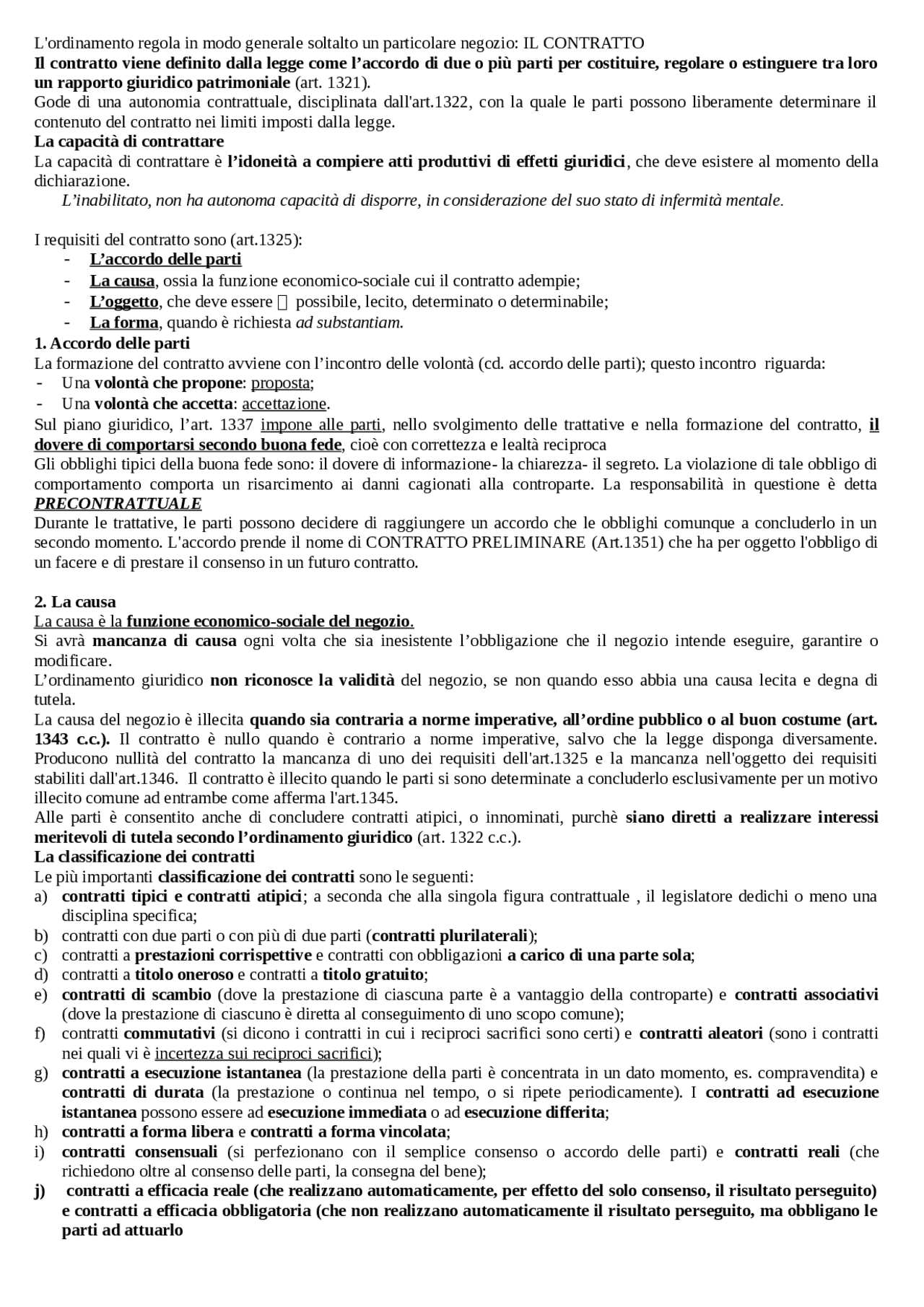 IL CONTRATTO DIRITTO PRIVATO - Docsity