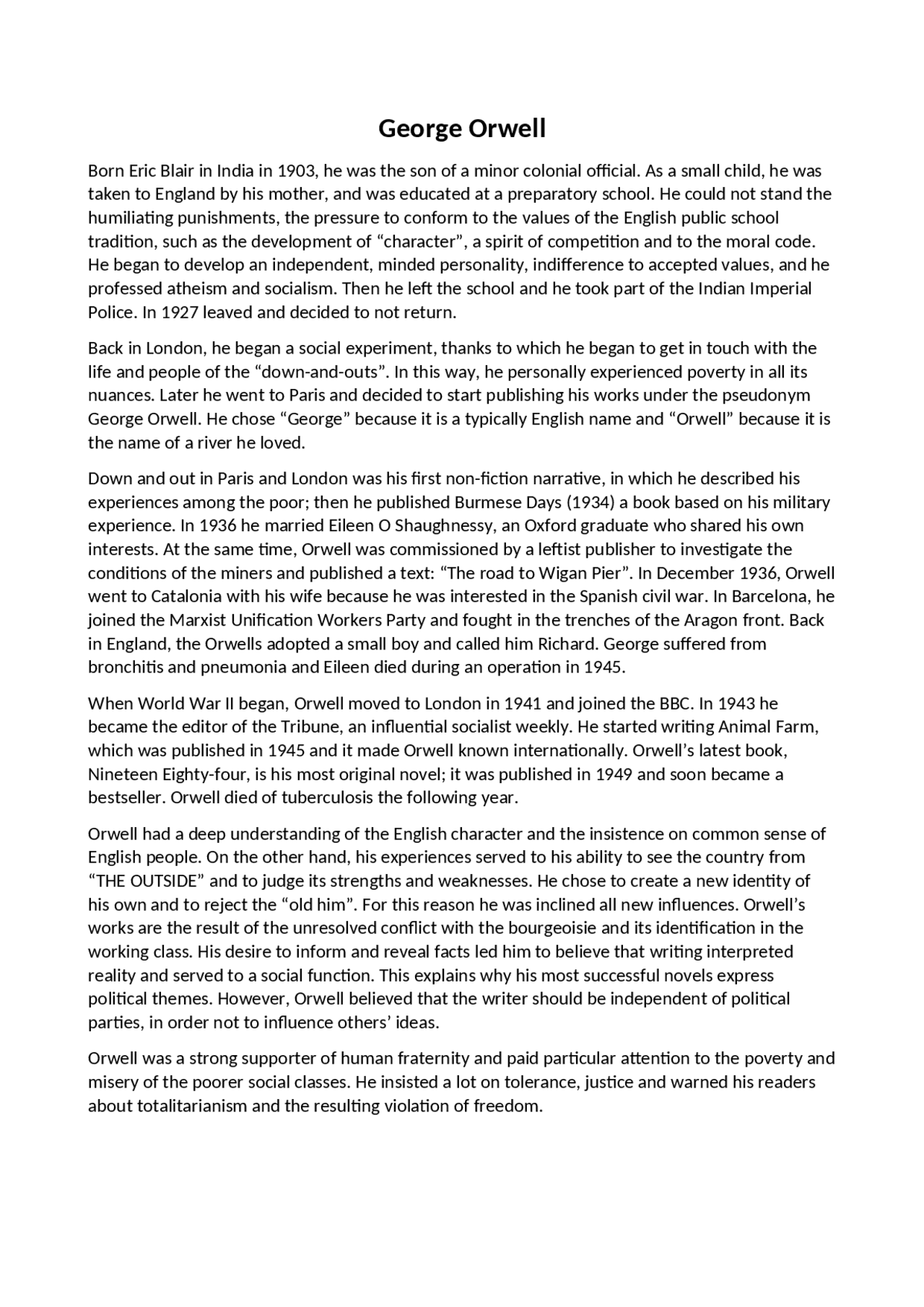 George Orwell - 1984 - Docsity