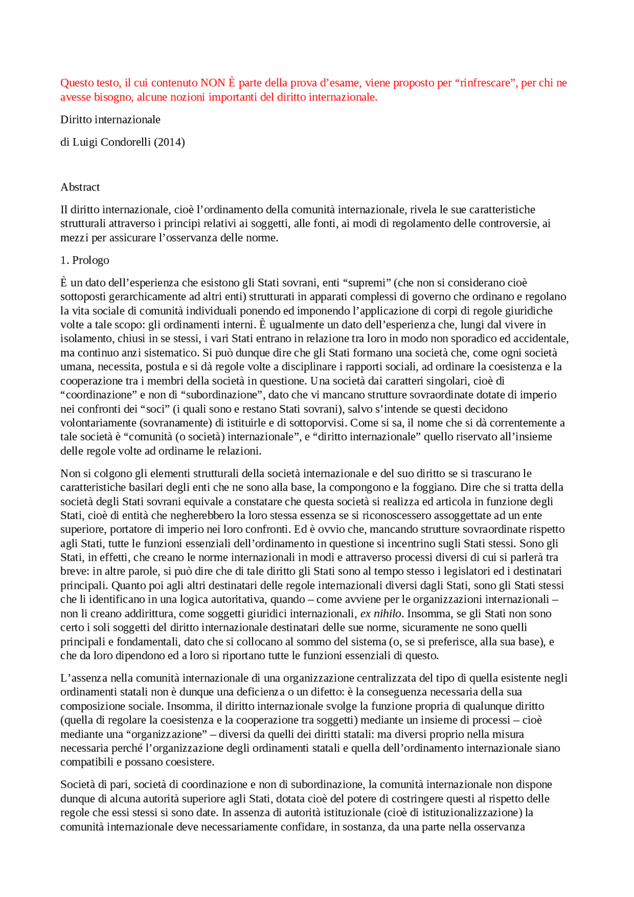 Appunti Di Diritto Internazionale 2 Anno 20192020 Docsity