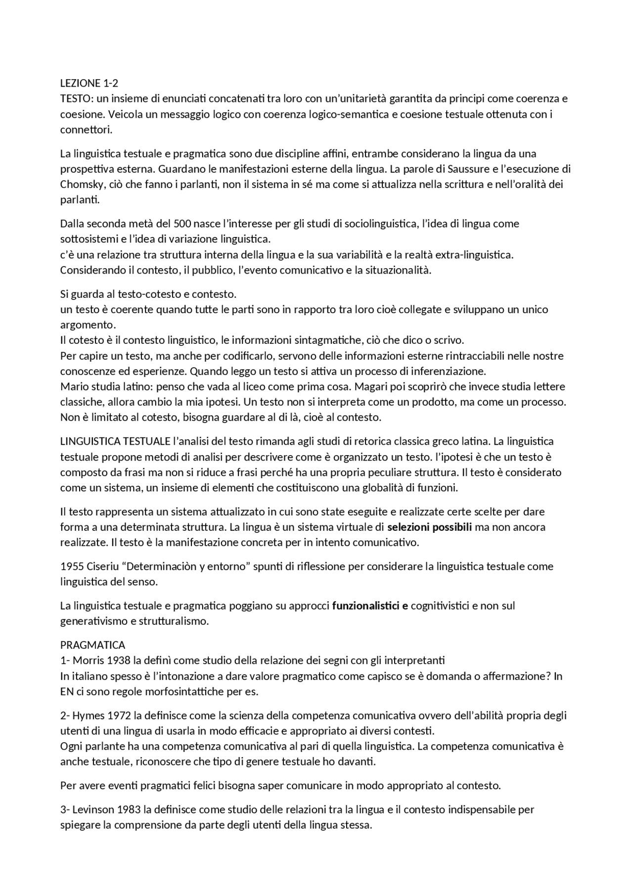 Linguistica Testuale Docsity