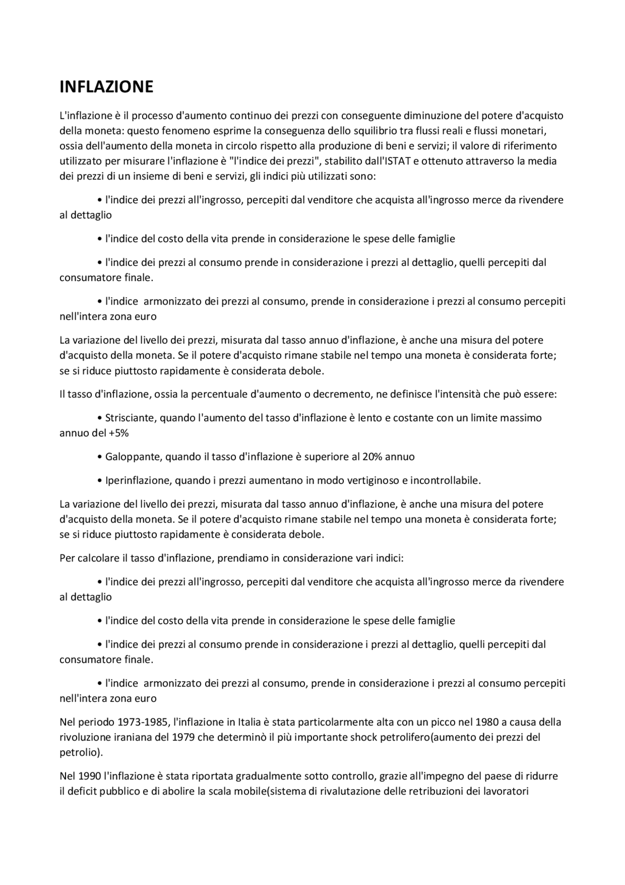Che Cosè Linflazione Docsity
