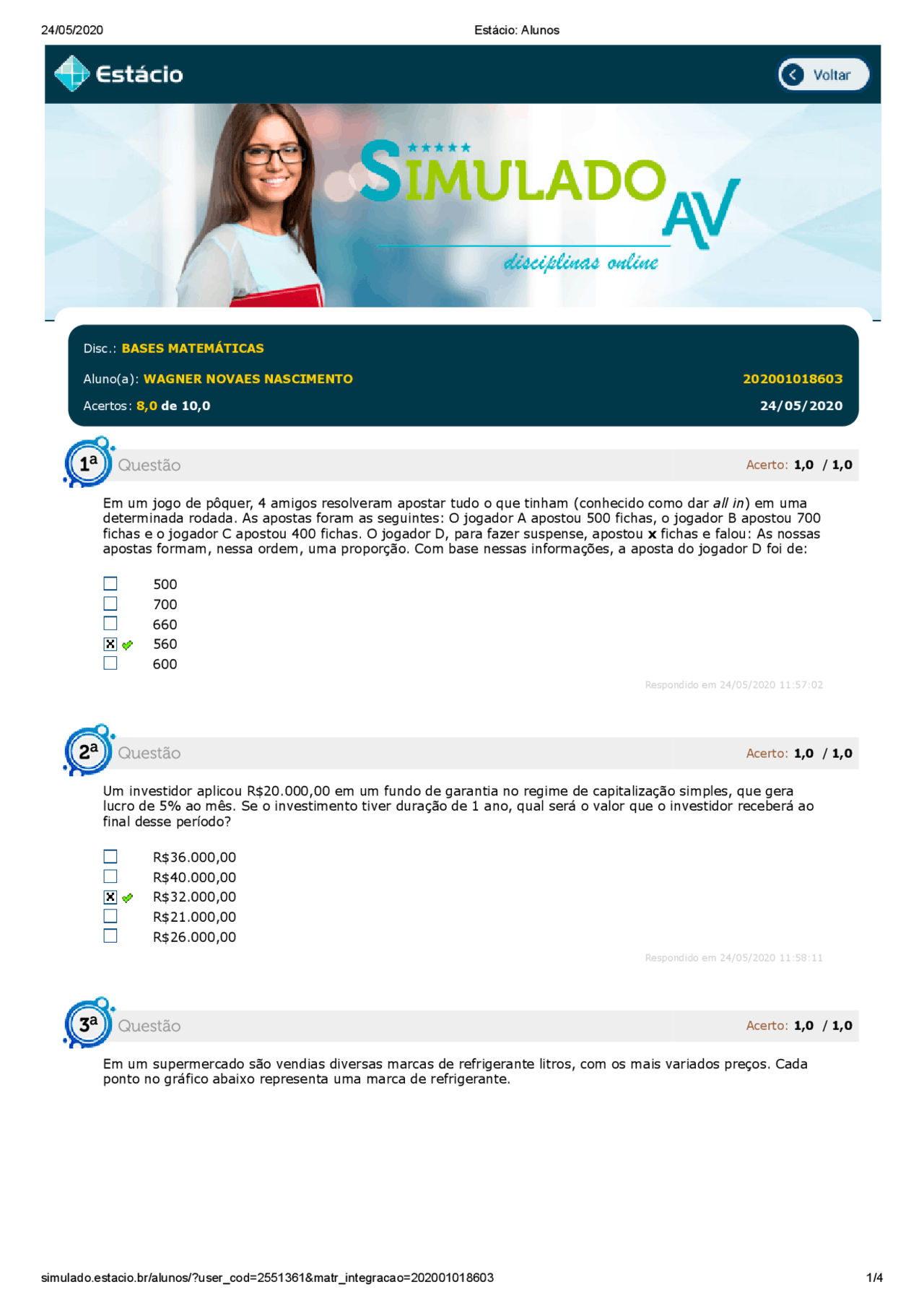 Simulado De Exercicios Matematica Esercizi Matematica Generale Docsity
