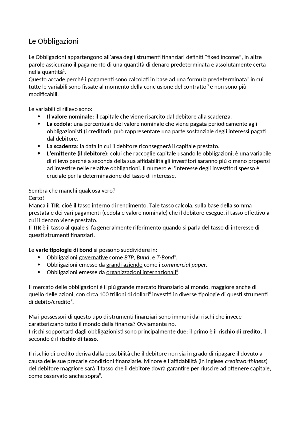 Le Obbligazioni Una Overview Docsity