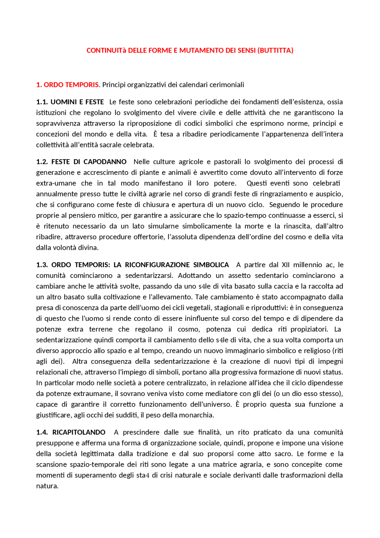 Continuità Delle Forme E Mutamento Dei Sensi Buttitta Docsity