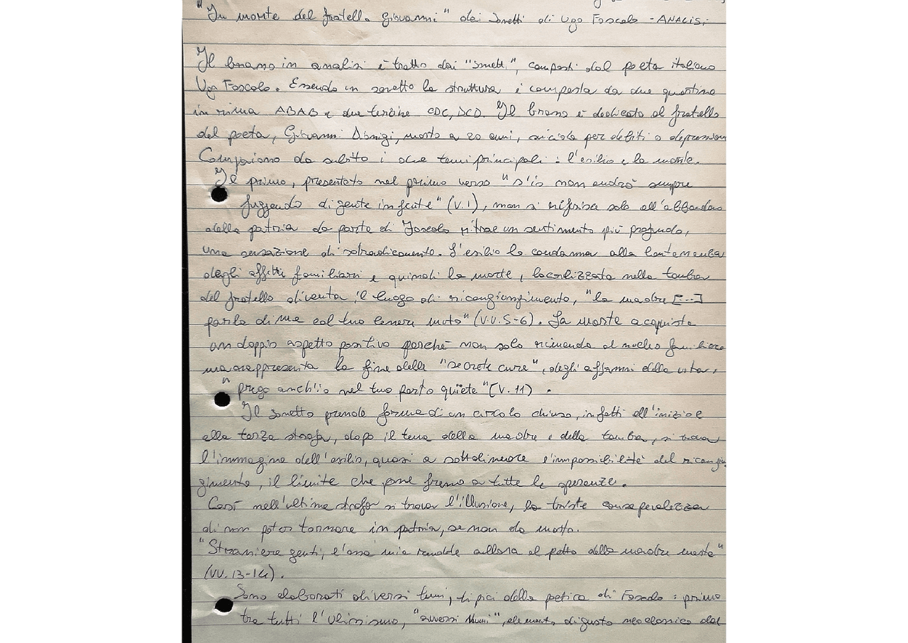 In Morte Del Fratello Giovanni Ugo Foscolo Docsity