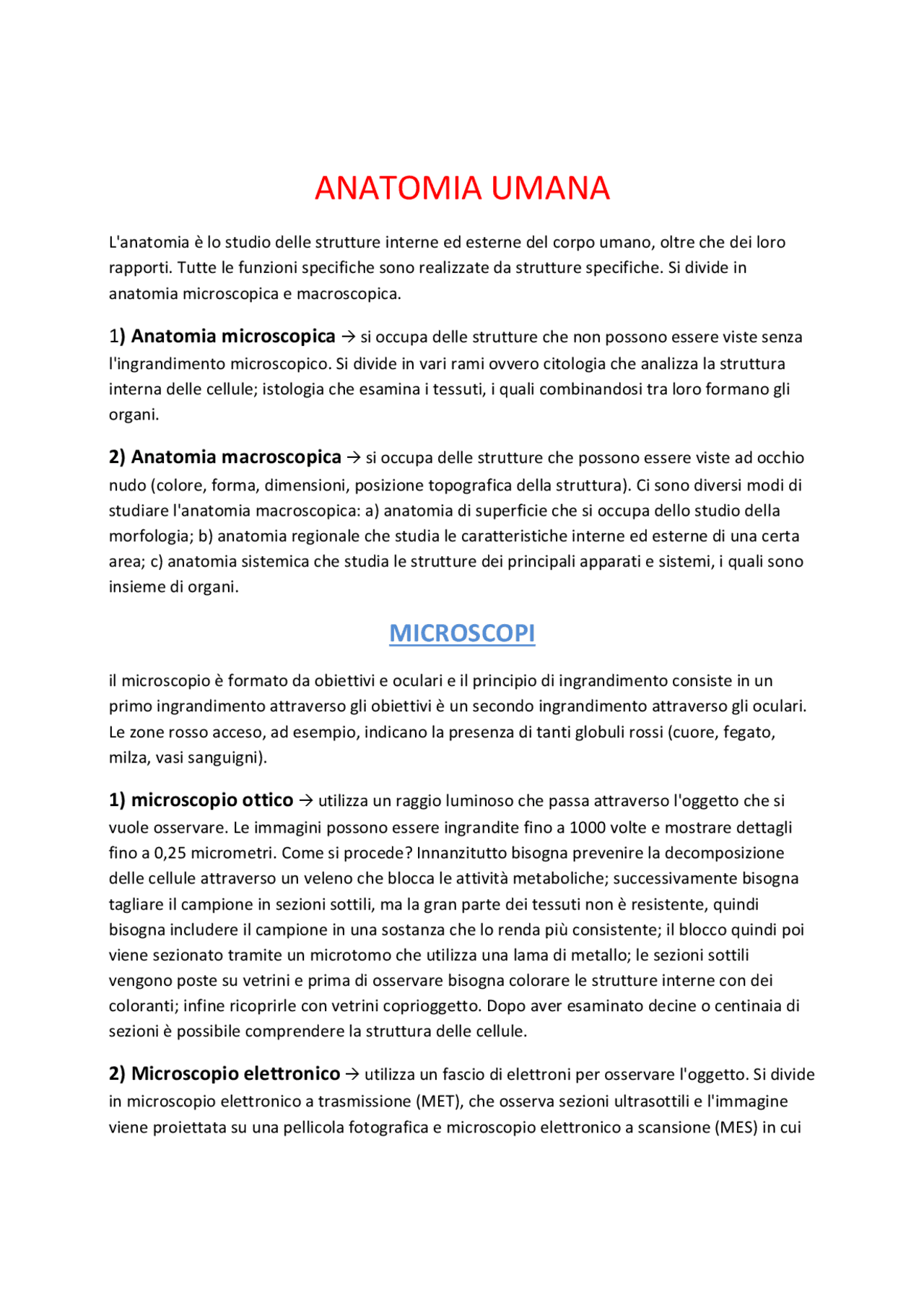 Anatomia Riassunto Completo Farmacia Docsity