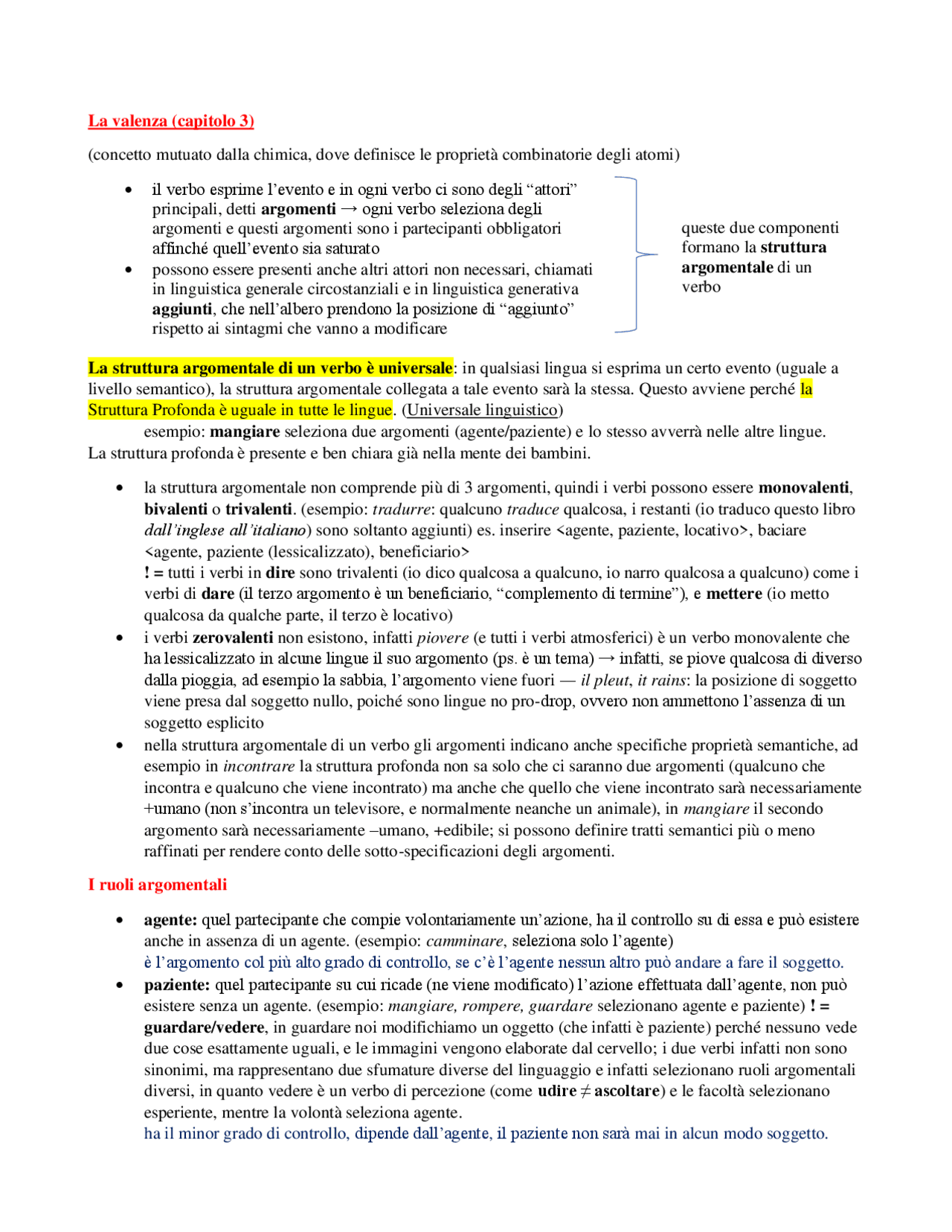 Appunti di "Elementi di Sintassi" di Frascarelli Mara dal capitolo 3 + spiegazione della ...