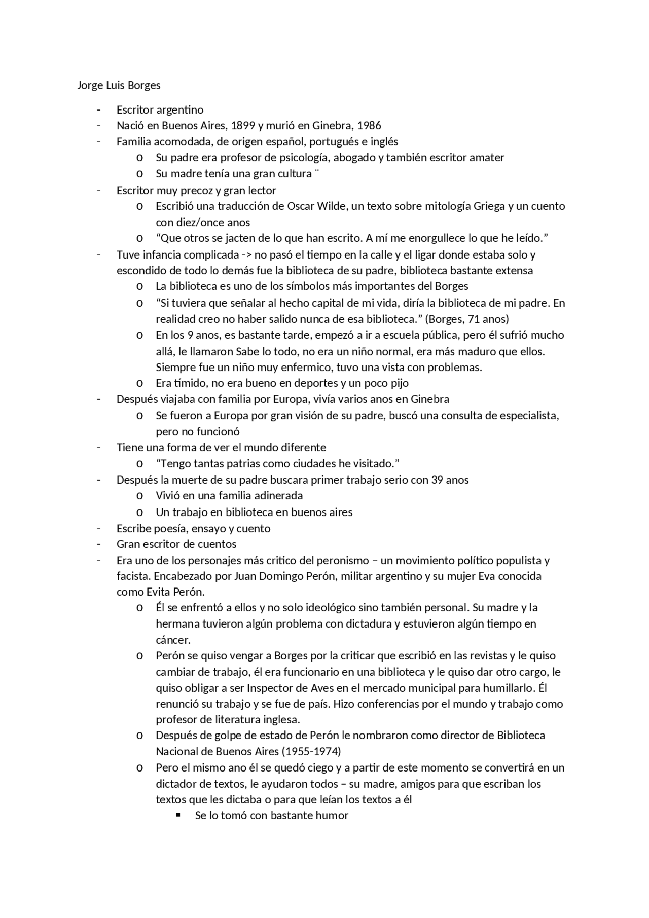 Jorge Luis Borges - autor - Docsity