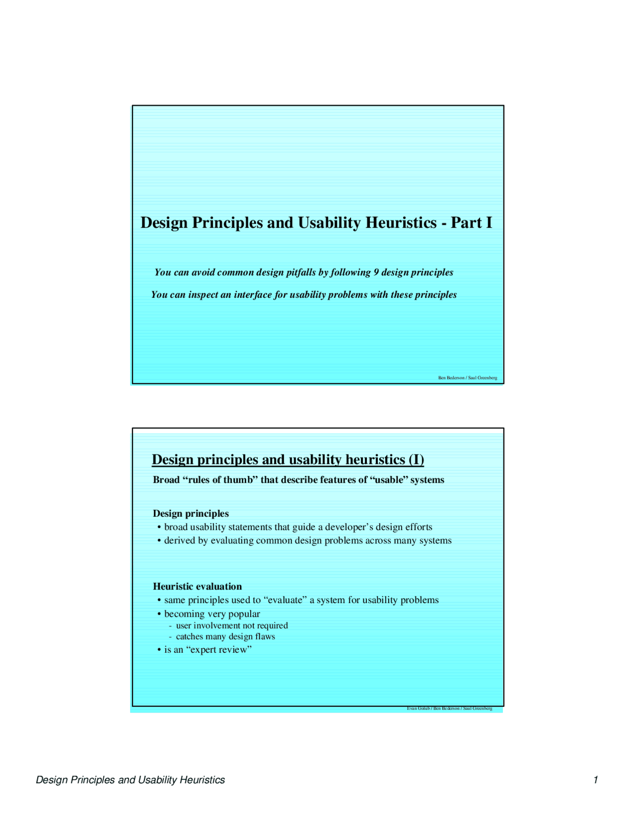 Design Principles and Usability Heuristics - Part I | CMSC 434 ...
