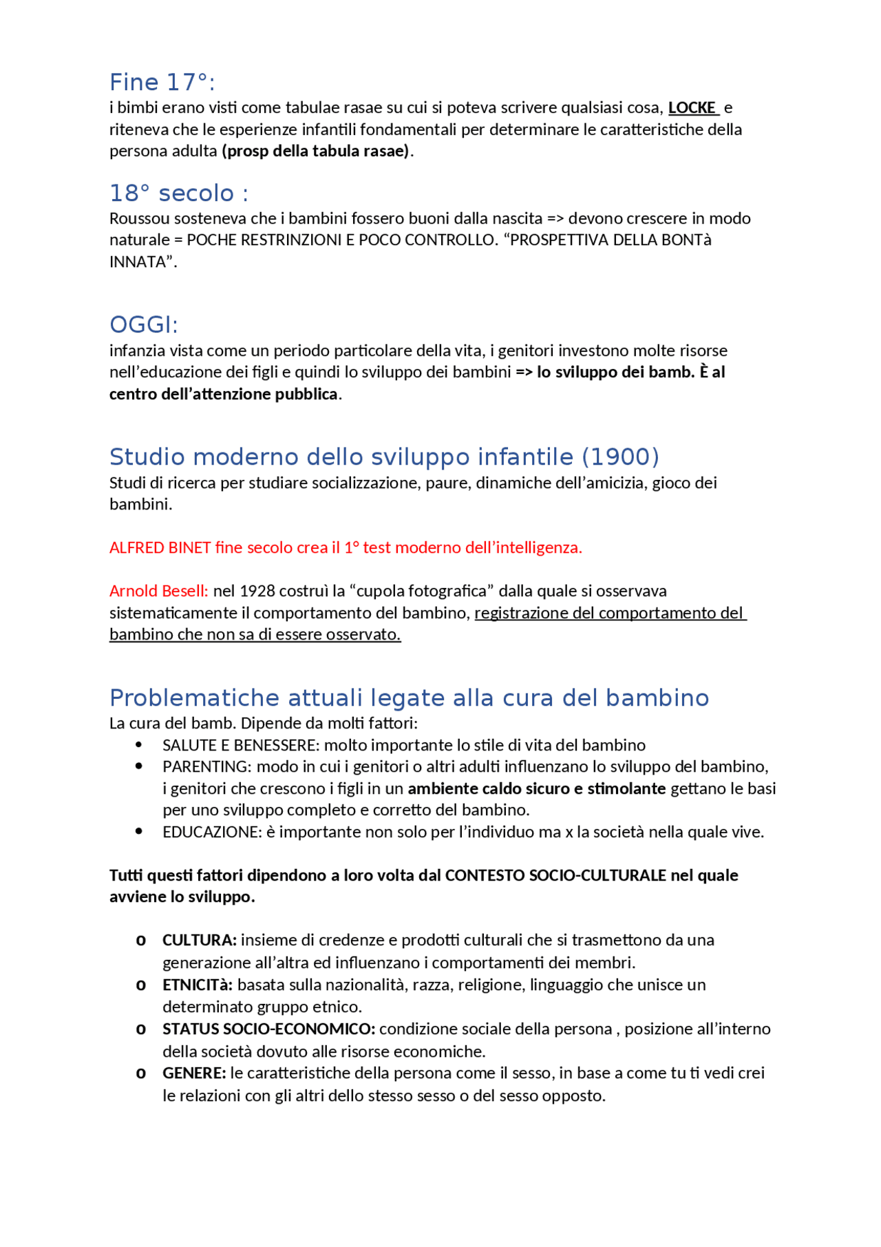 Psicologia Sviluppo Docsity