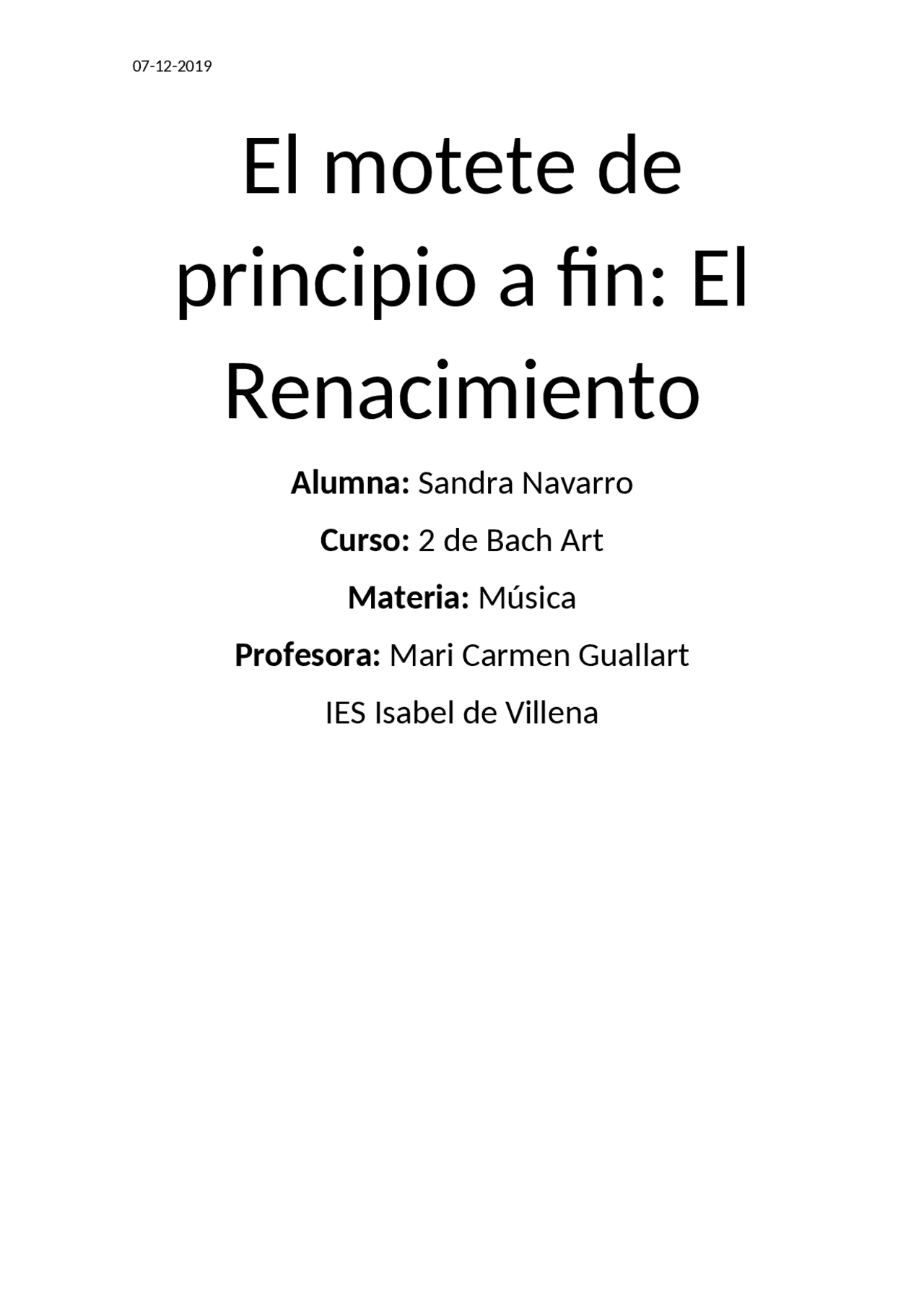 Historia del motete desde la edad media - Docsity