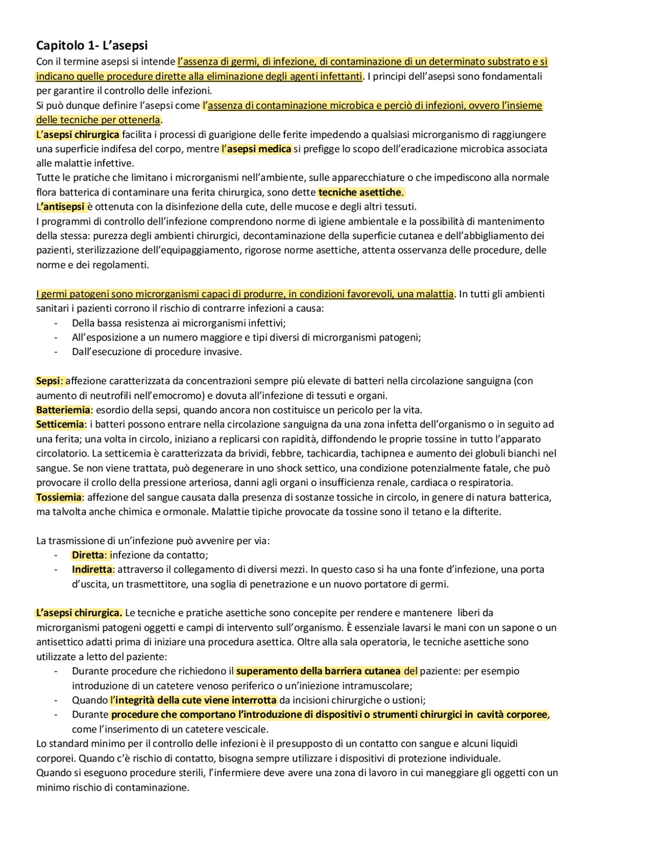 Riassunti Infermieristica In Area Chirurgica Docsity