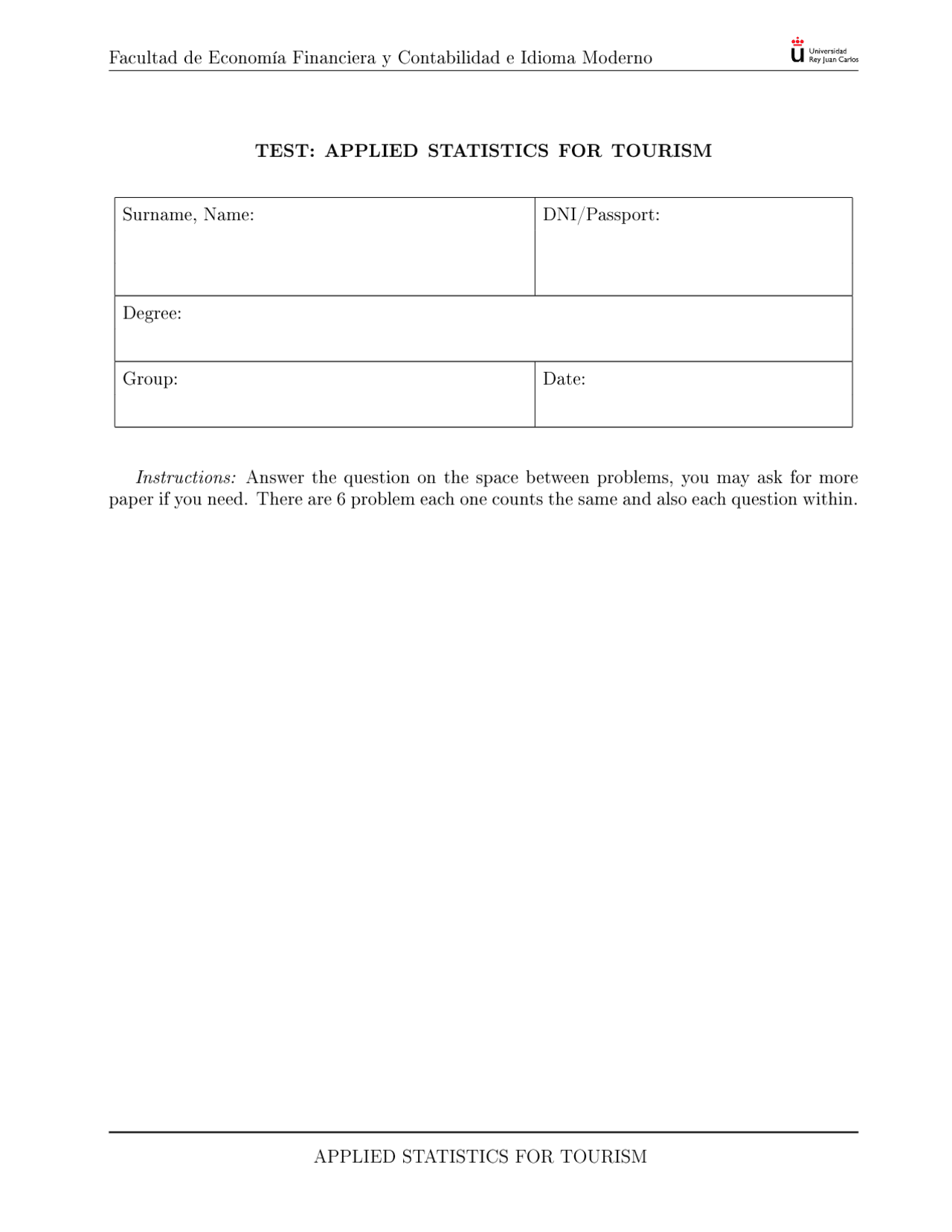 Applied Statistics For Tourism Docsity