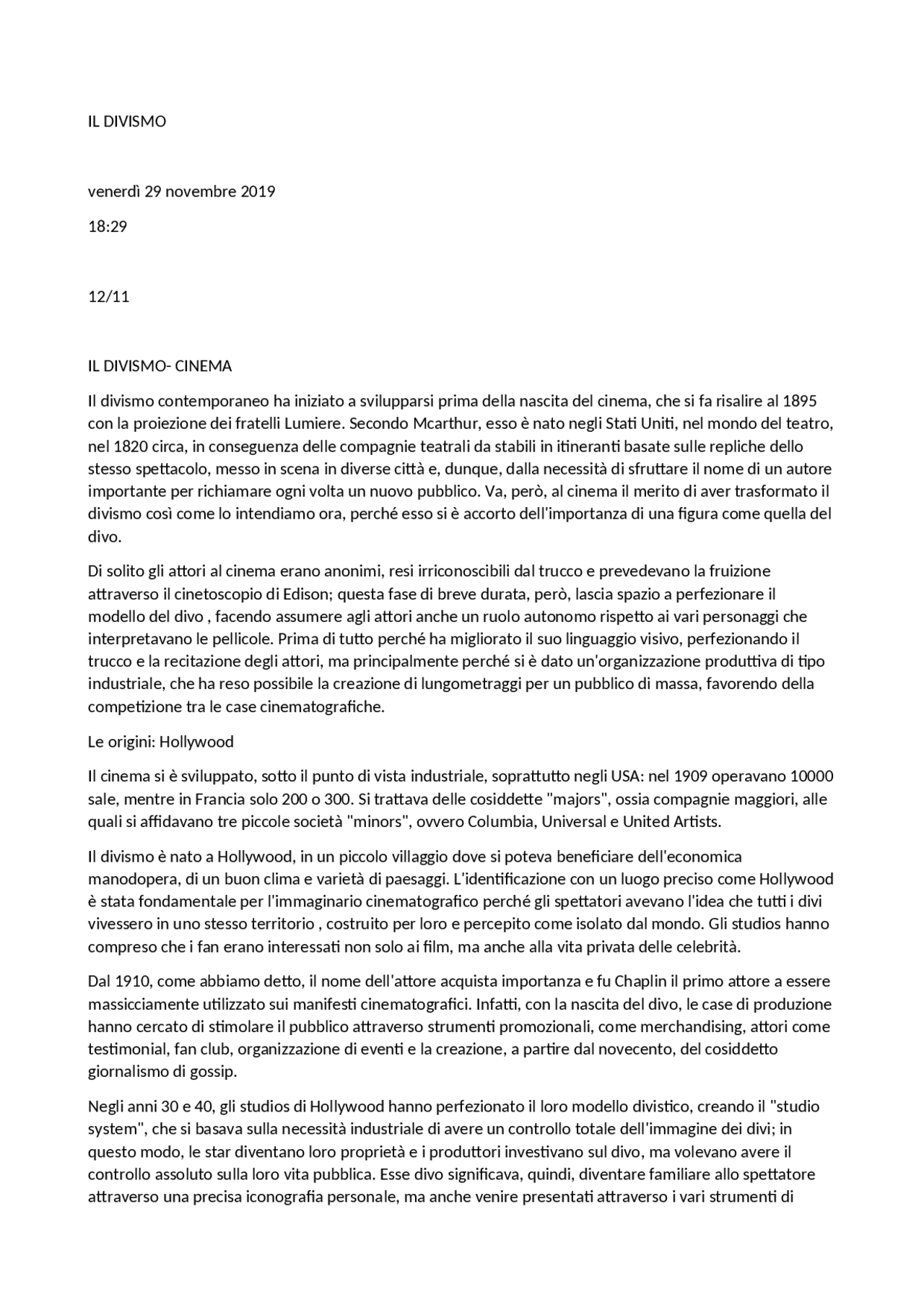 Il Divismo Codeluppi Docsity