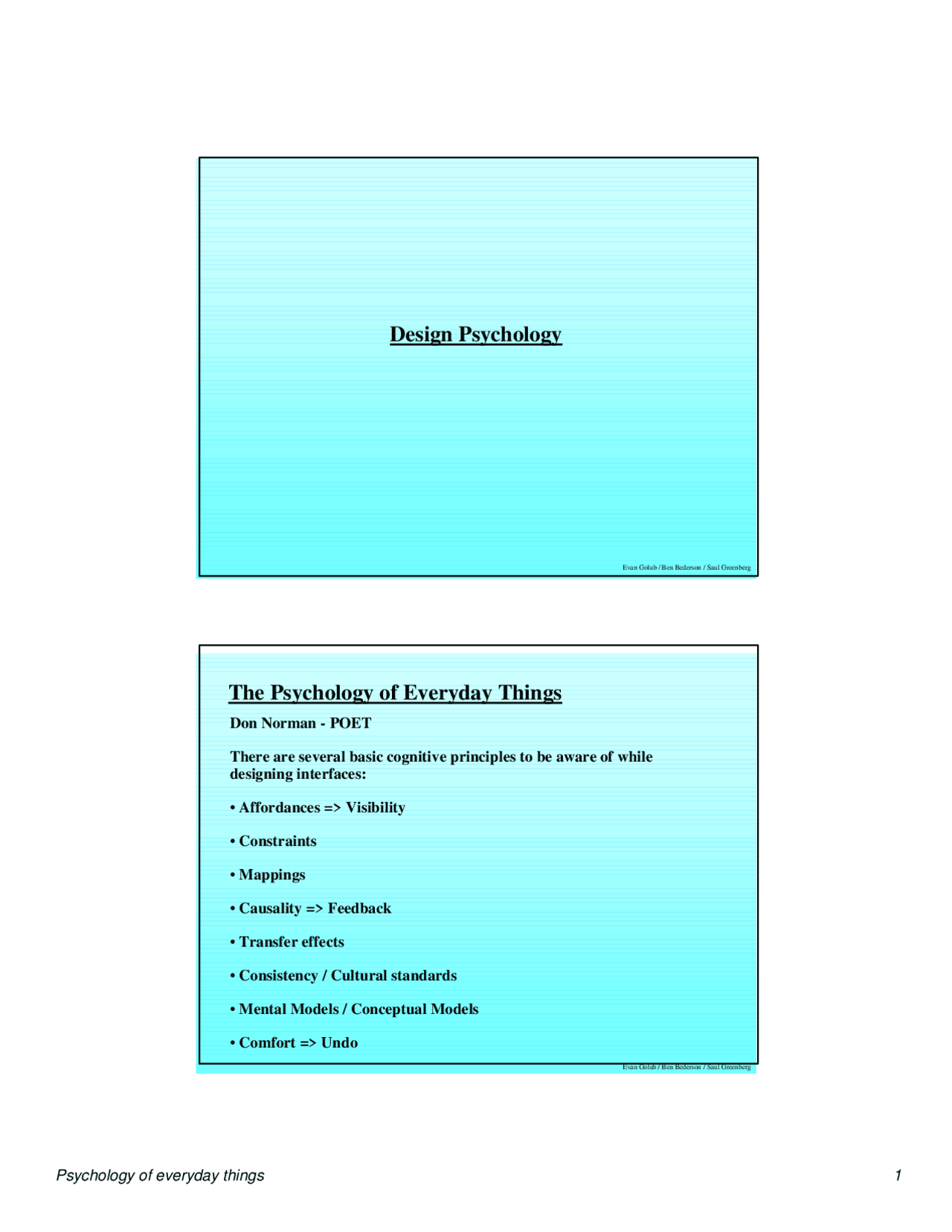 The Psychology Of Everyday Things With Examples Cmsc 434 Docsity
