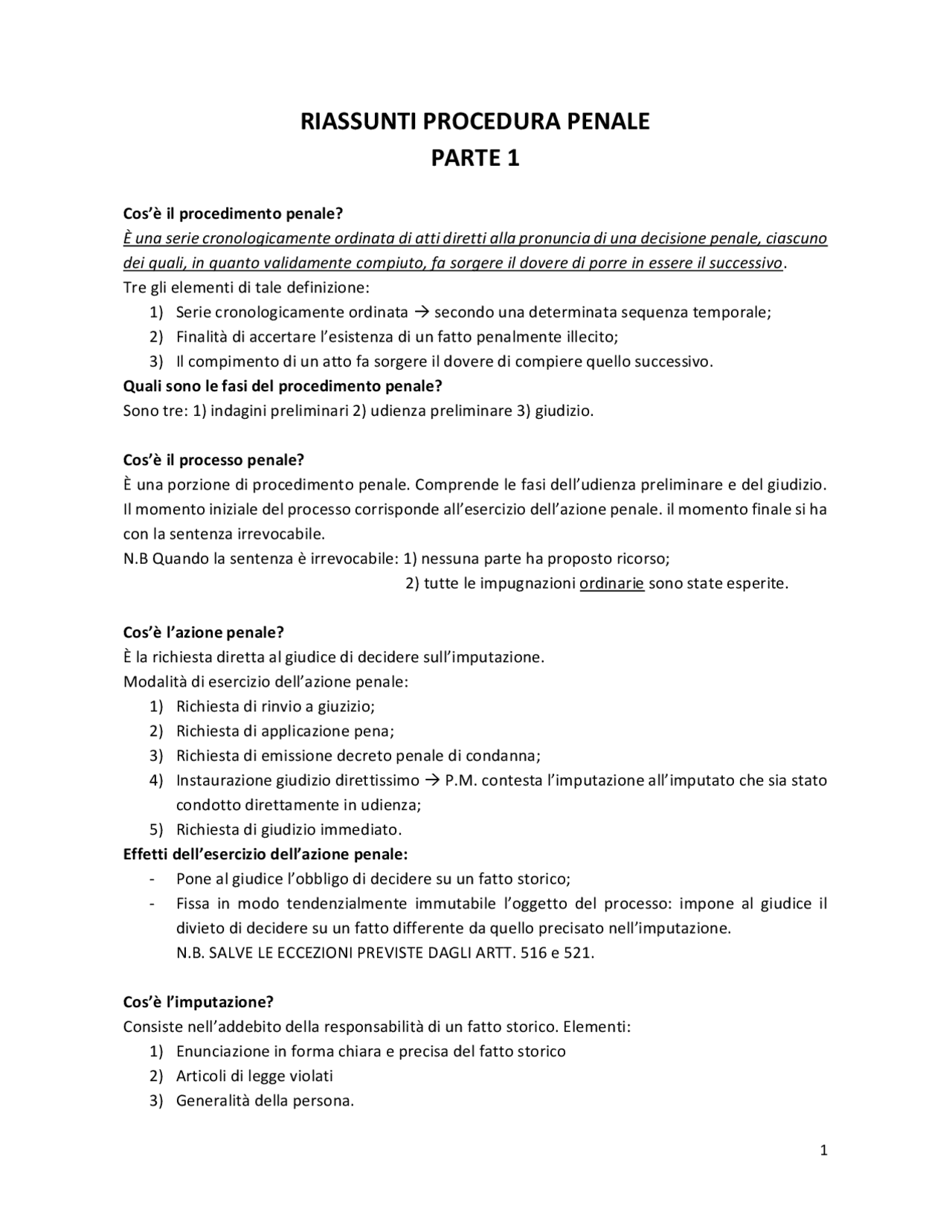 Compendio Procedura Penale Docsity