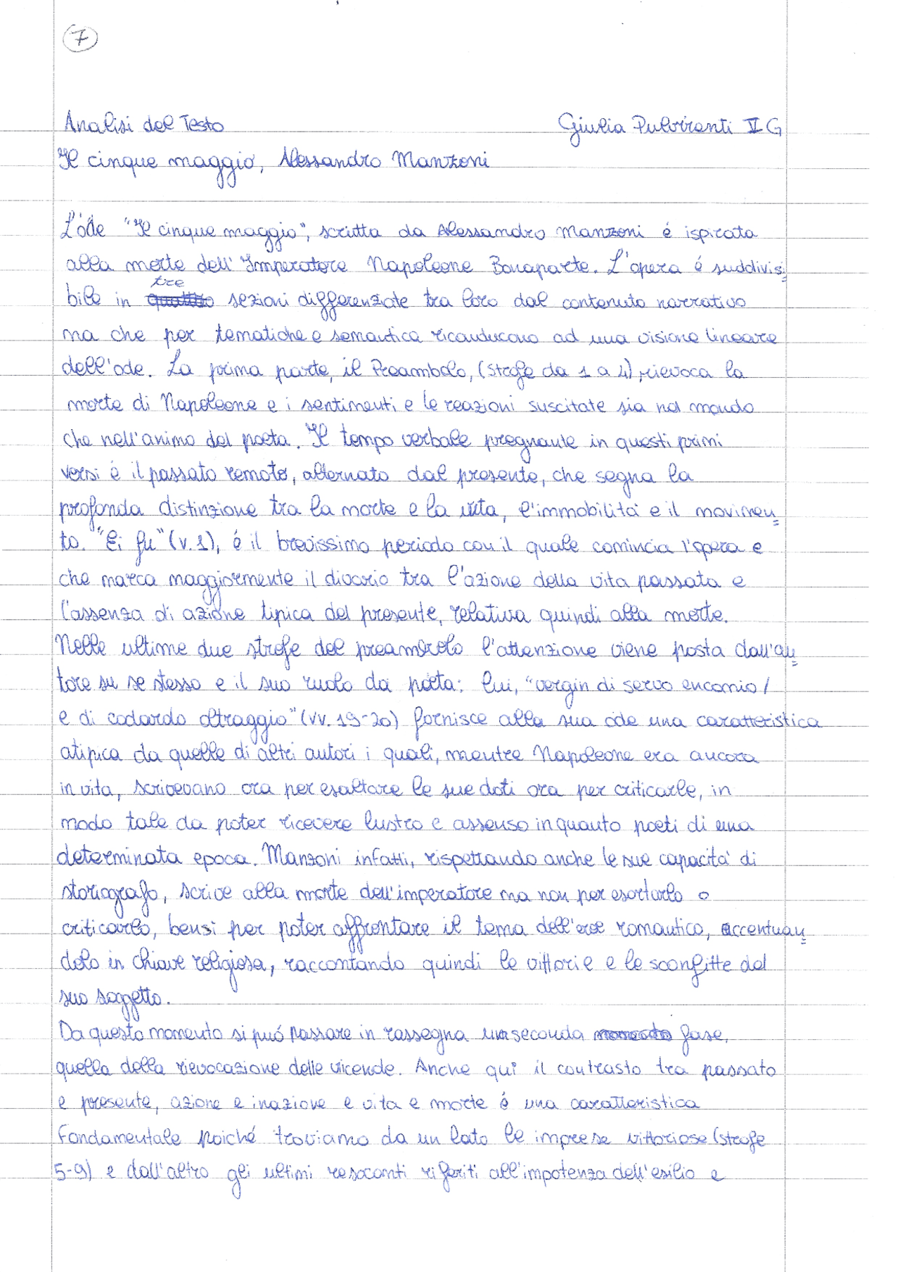 Analisi del testo: Il cinque maggio, Manzoni - Docsity