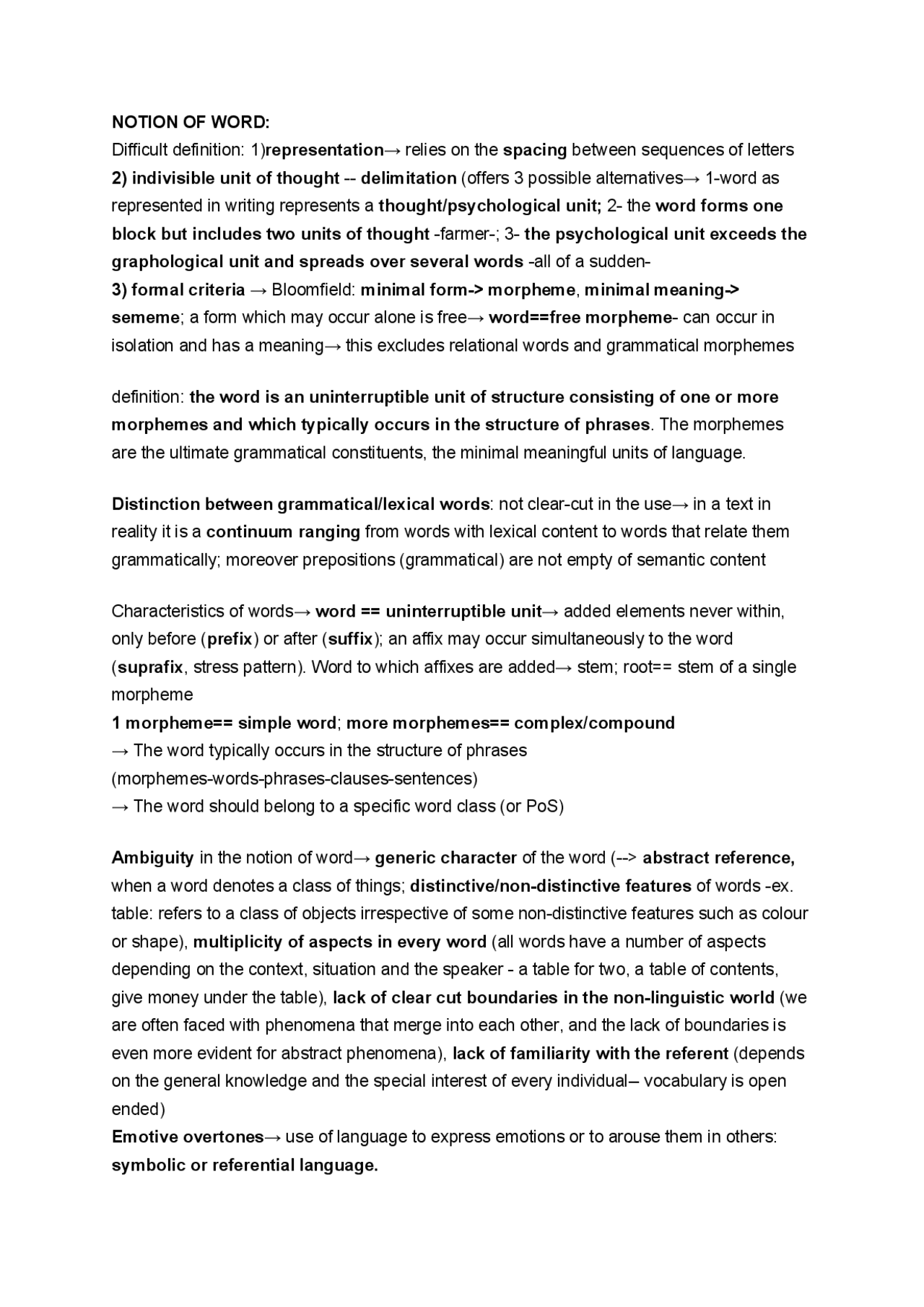 Linguistica Inglese I Word Meaning And Polysemy Docsity