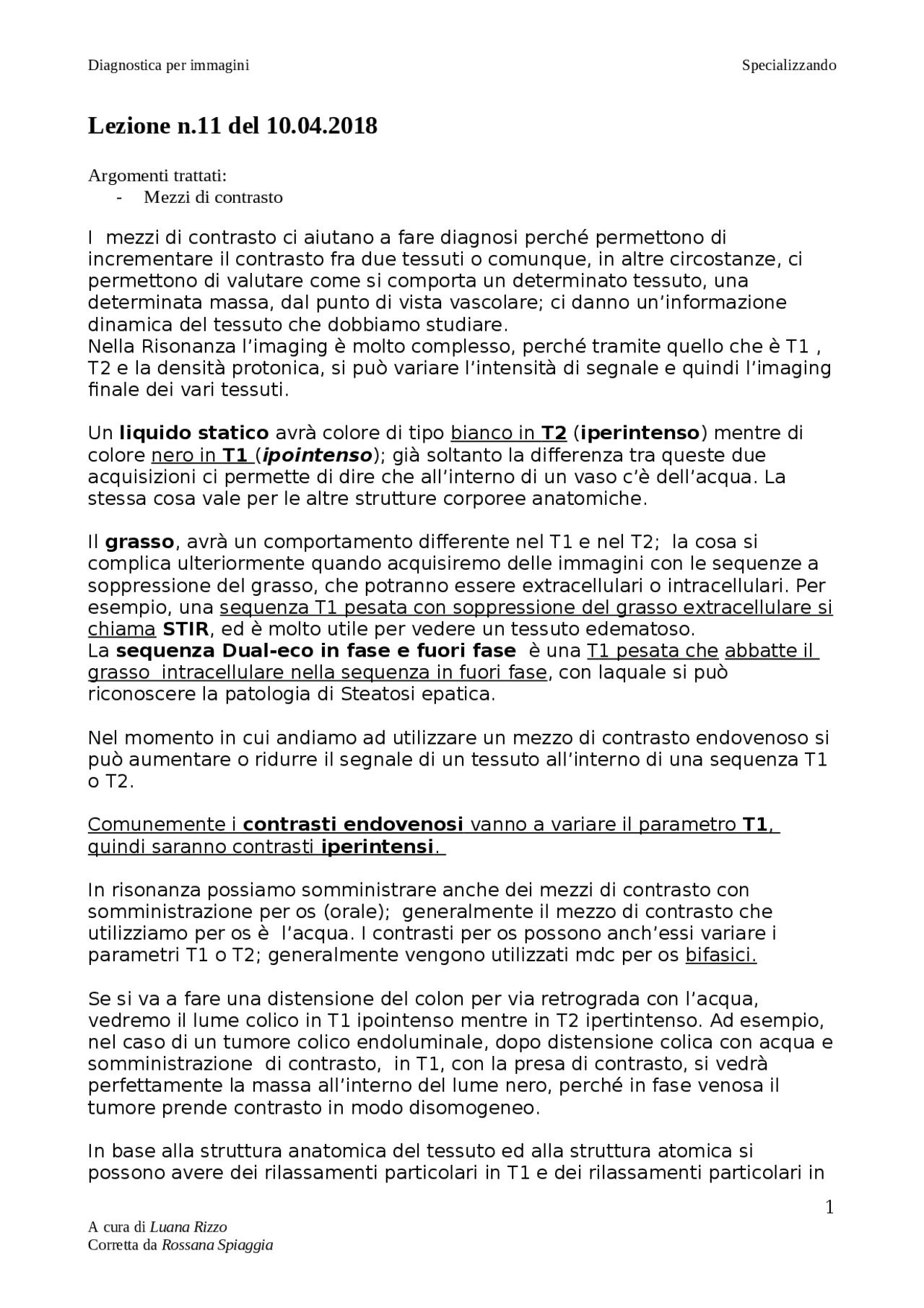 Diagnostica Per Immagini Docsity