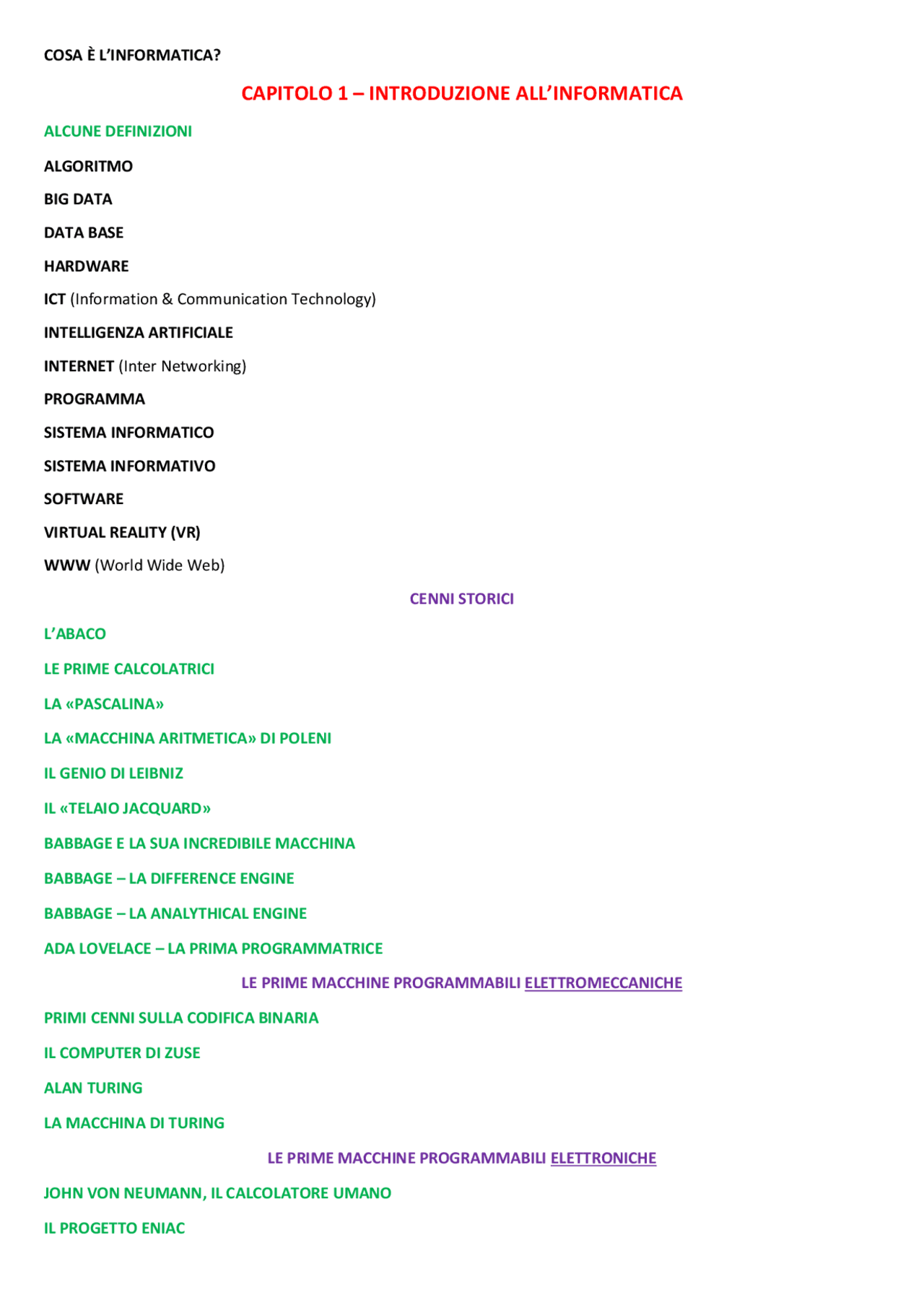 Argomenti Informatica Docsity