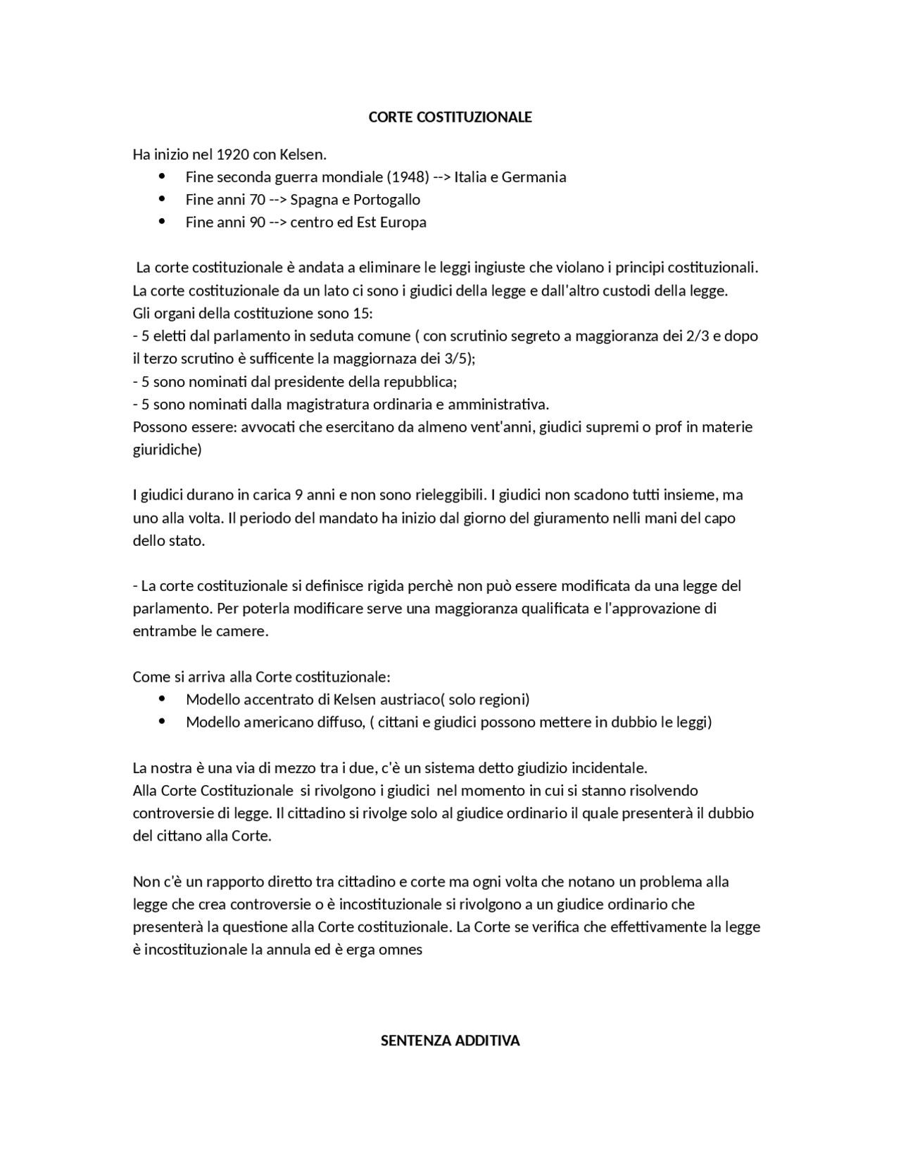 Riassunto Corte Costituzionale Docsity