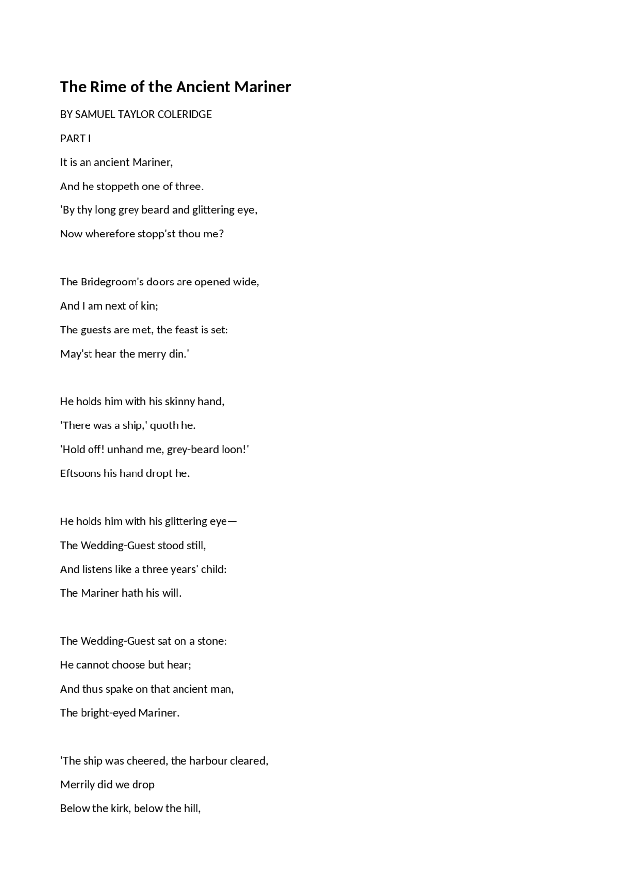 Rime Of Ancient Mariner Docsity