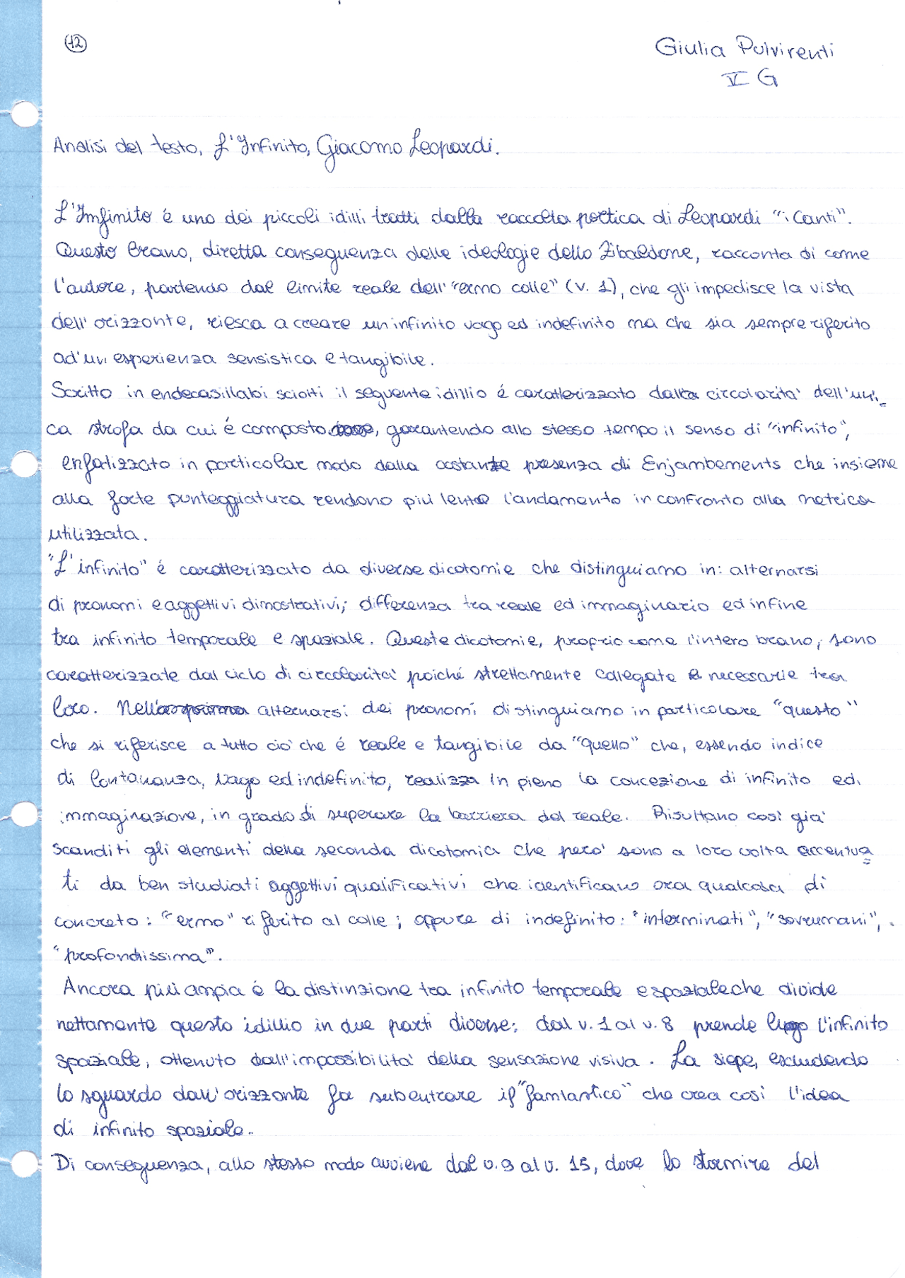 Analisi del testo: L'infinito, Leopardi - Docsity