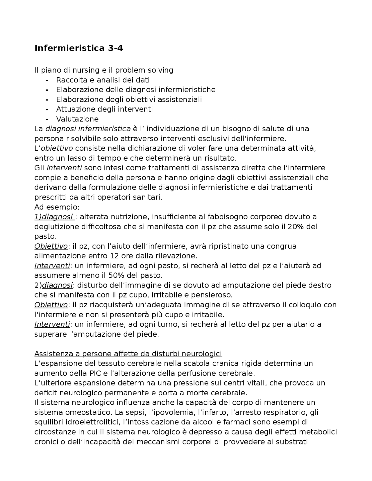 Appunti Di Infermieristica 3and4 Docsity