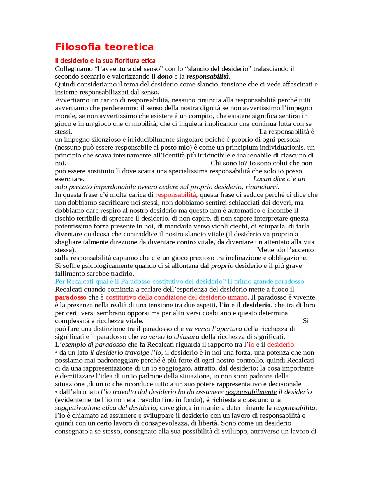 Sbobinatura Filosofia Teoretica I Ritratti Del Desiderio Docsity