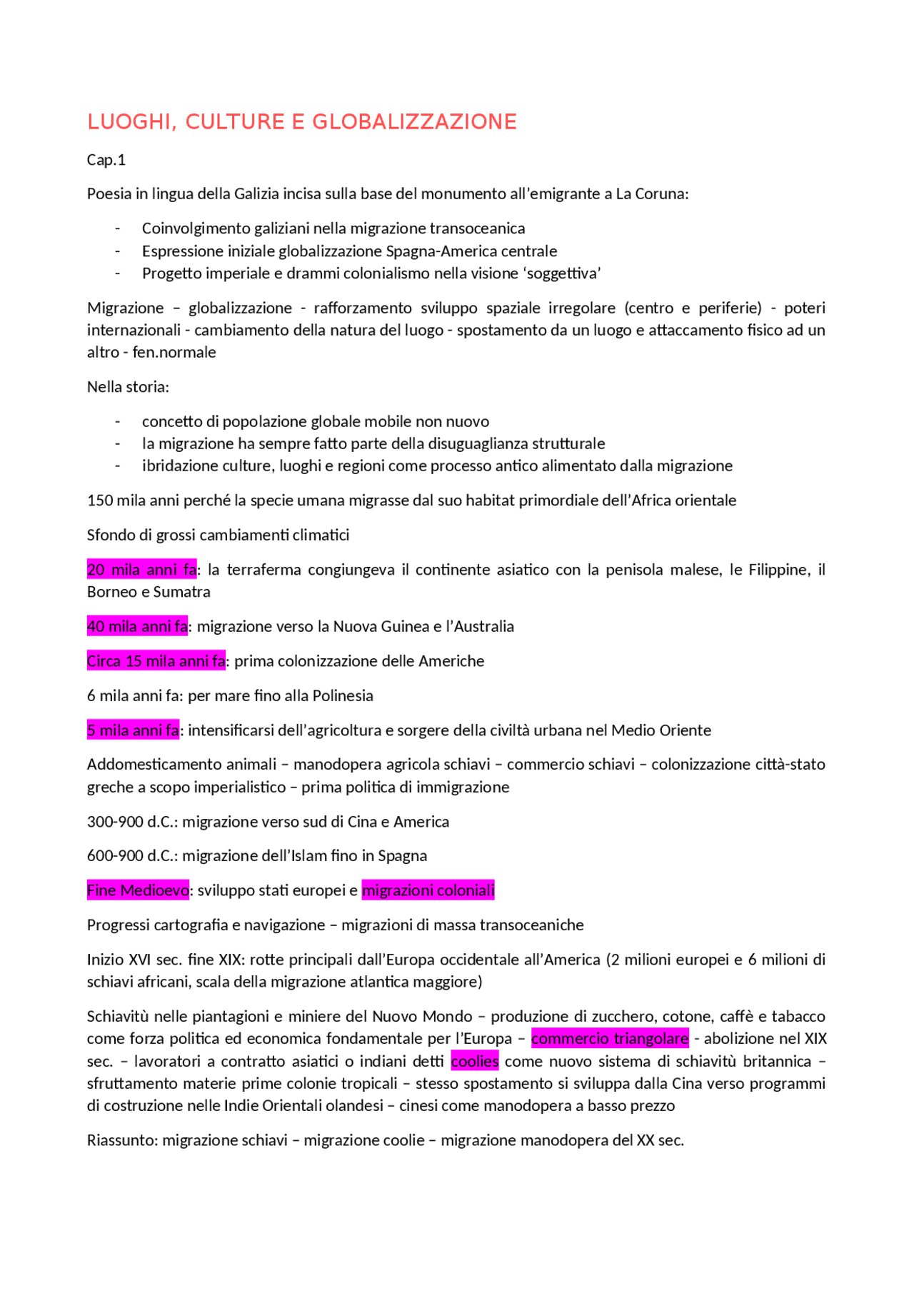 Luoghi Culture E Globalizzazione Docsity